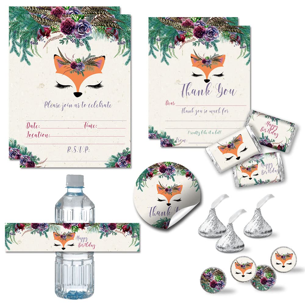 Buy Deluxe Woodland Forest Fox Face Birthday Party Bundle Includes 20 ...