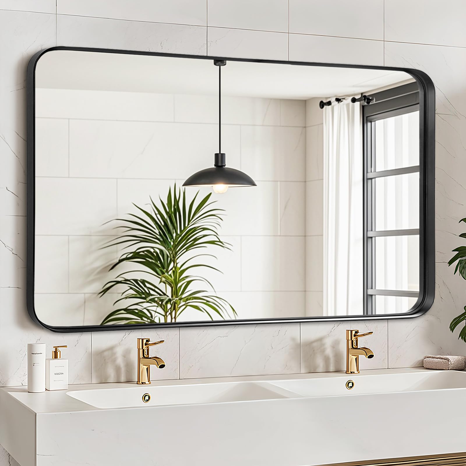 Amazon.com: Fabuday Bathroom Wall Mirrors 30x50 Inch - Black Matte ...