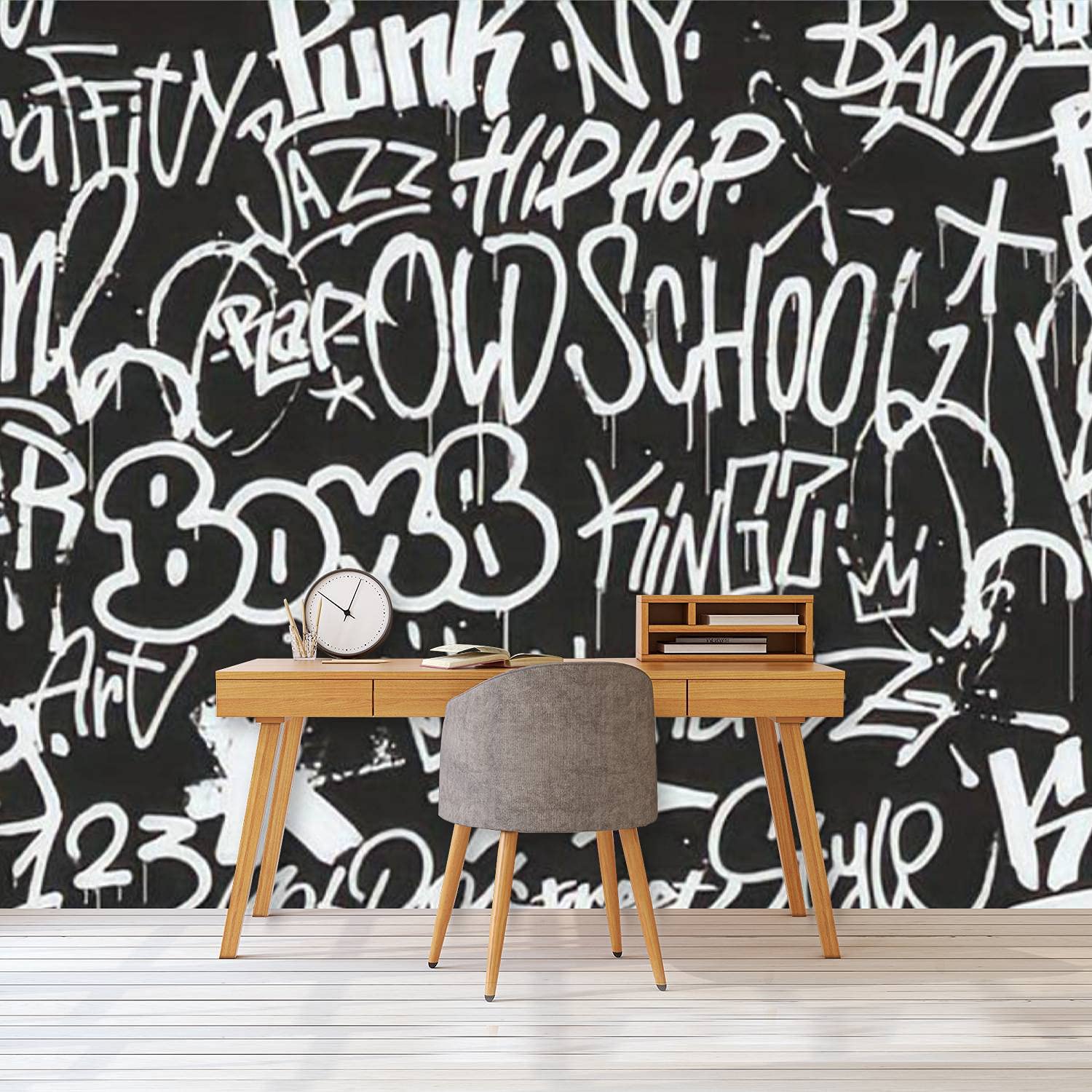 Black Graffiti Wall Background