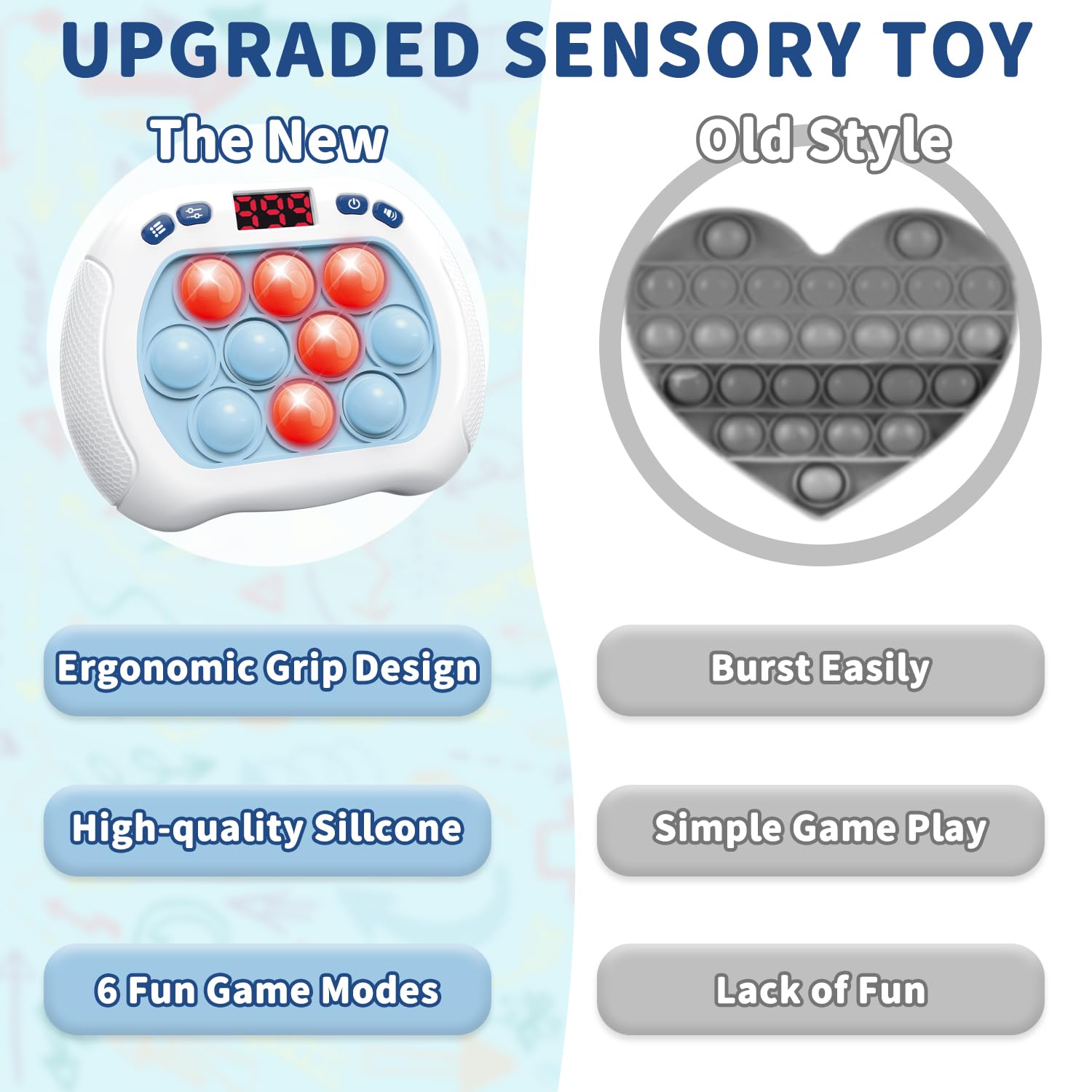 Snapklik.com : Pop Game Light Up Fidget Toy For Kids, 6 Modes LED ...