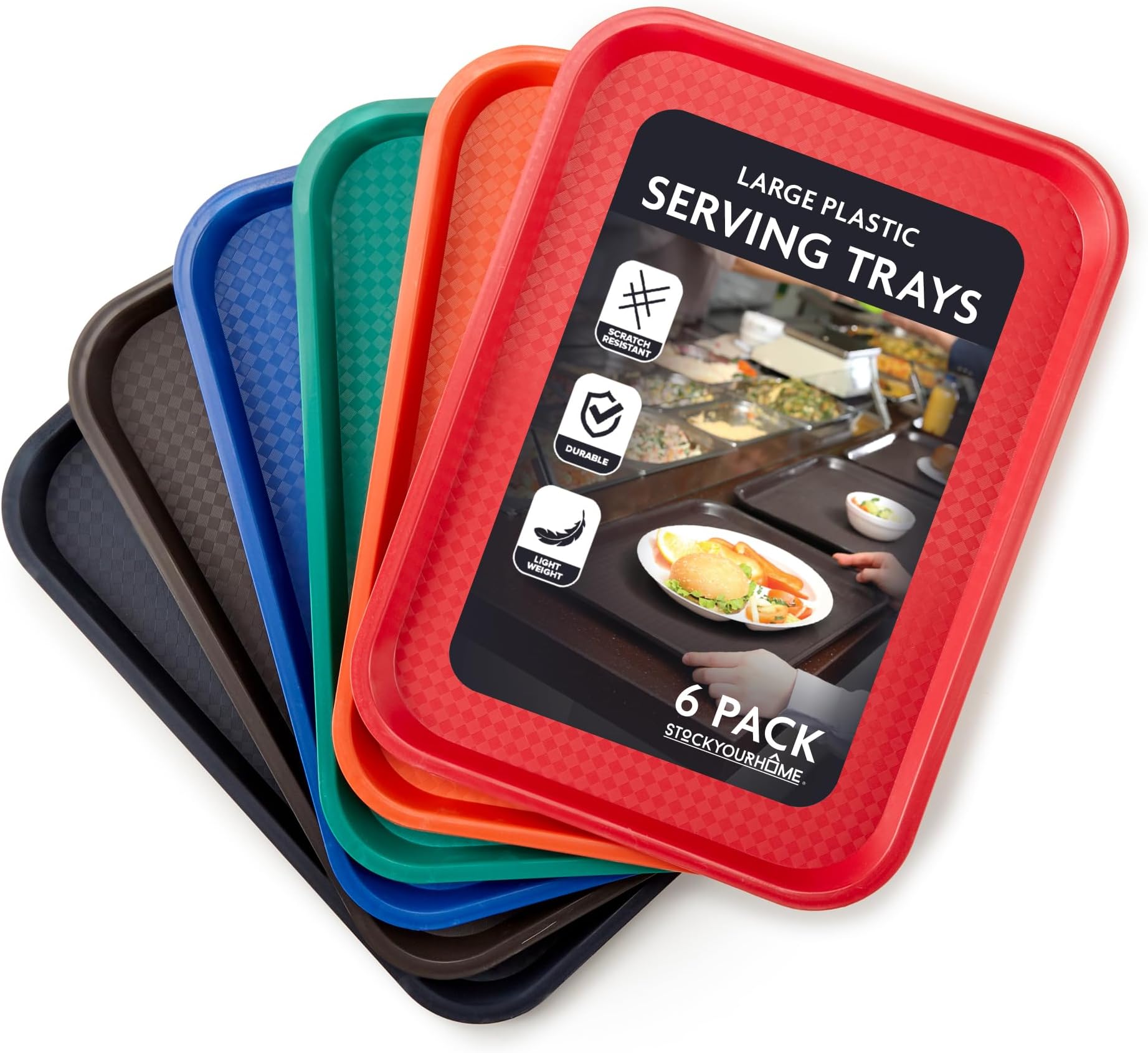 Amazon.com: Eagrye 6-Pack Fast Food Serving Trays, Rectangle Plastic ...