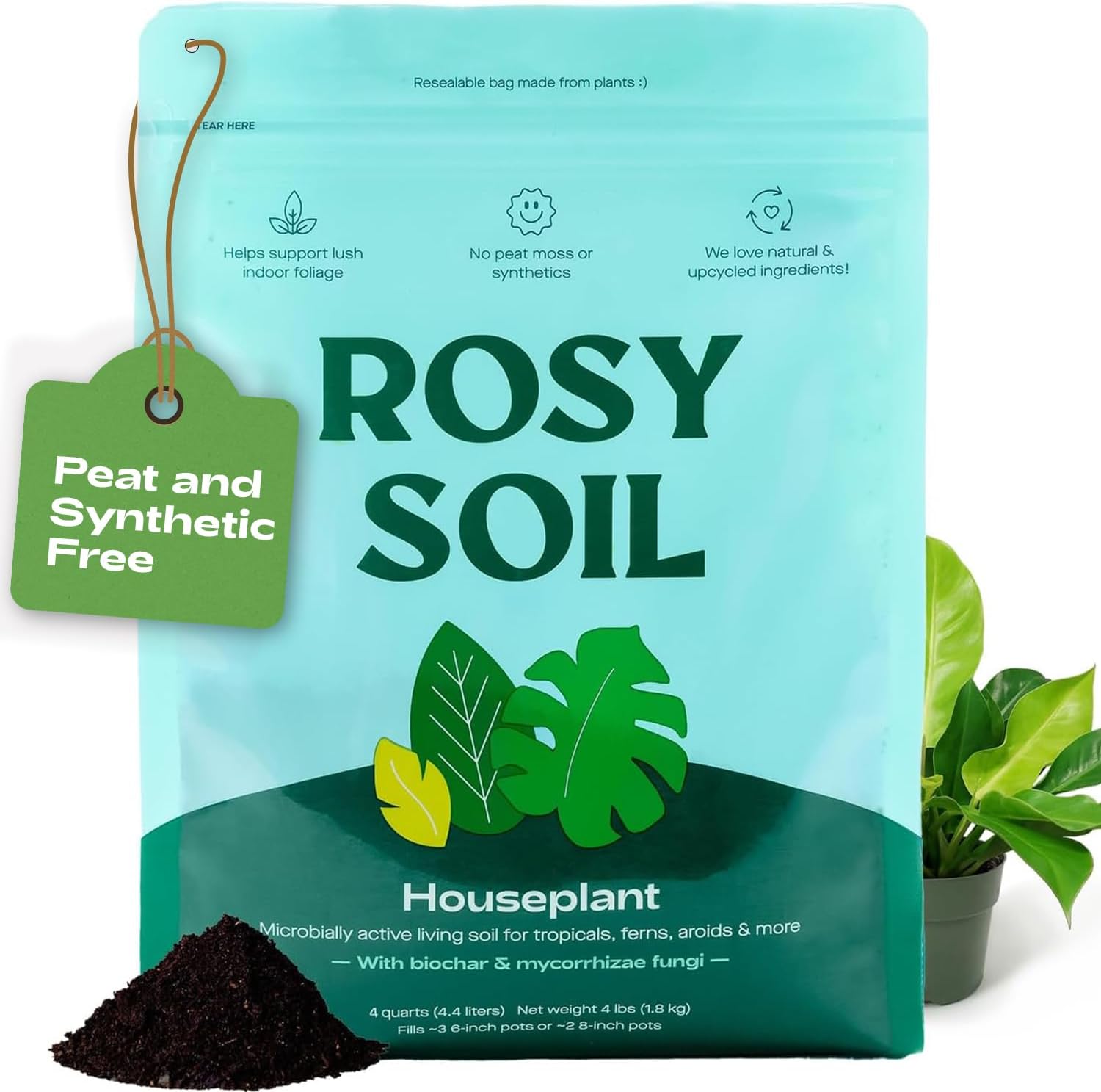 Amazon.com : Rosy Soil Indoor Potting Soil for House Plants - Organic ...
