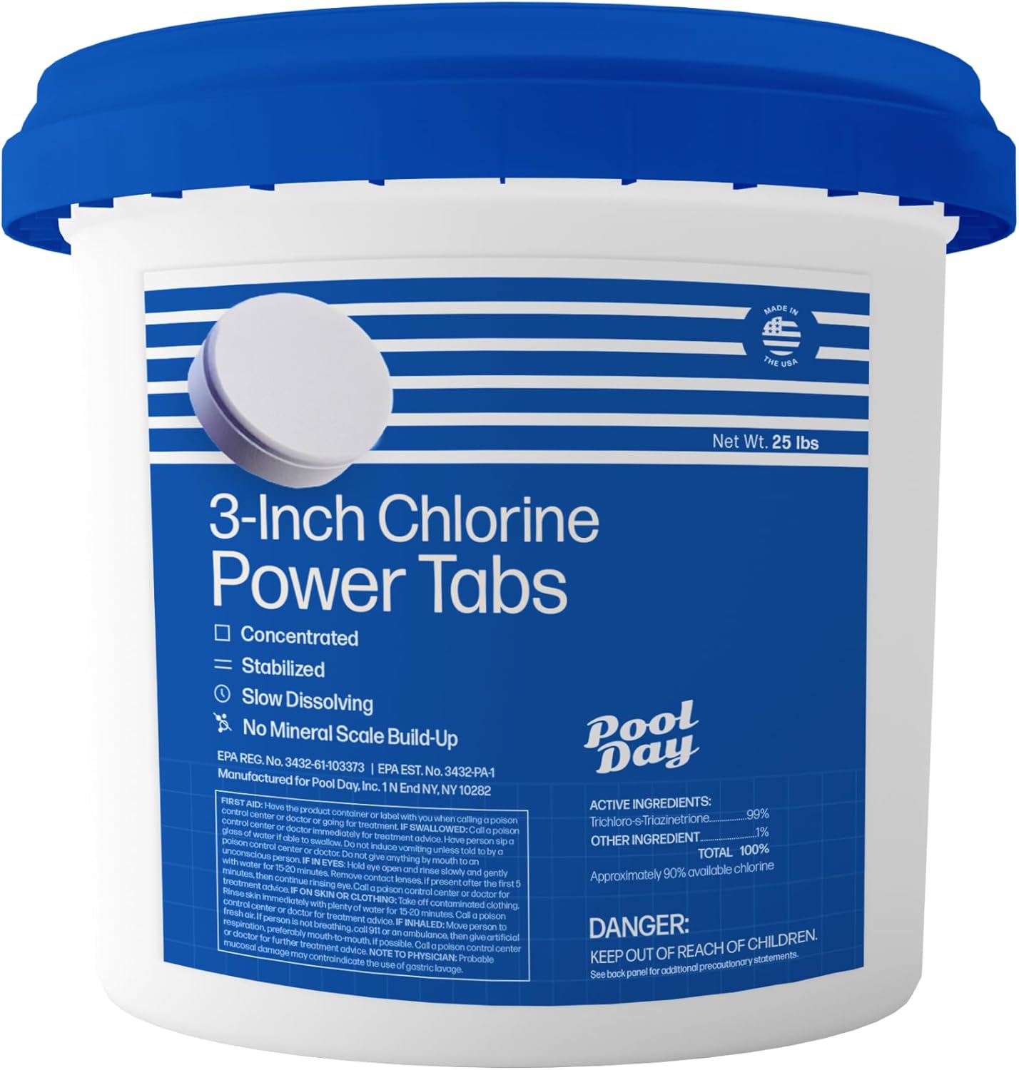 Amazon.com : Pool Day 10lb Three-Inch Chlorine Power Tabs - 99% ...