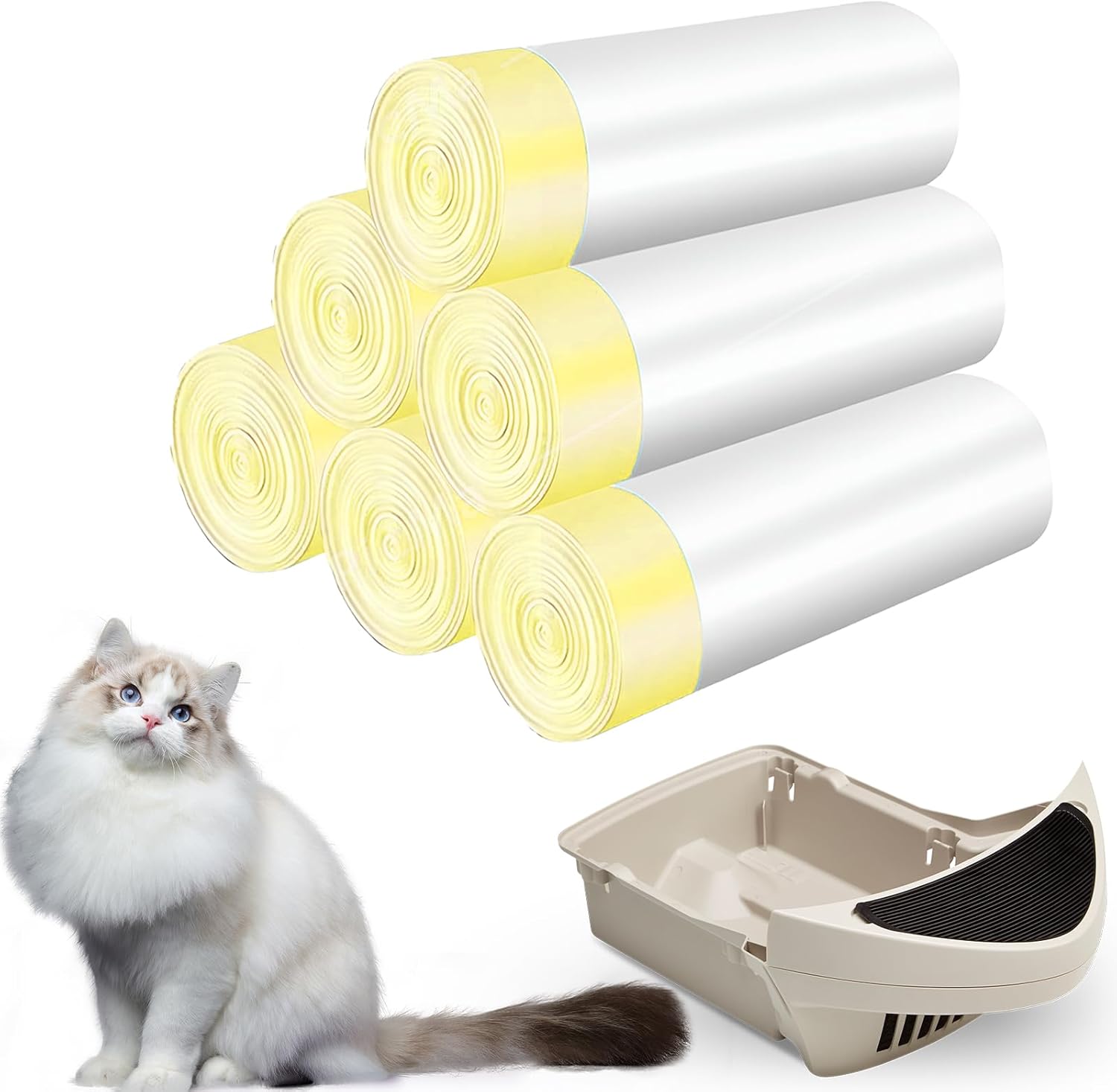 Amazon.com : LQCOZYM 120-Count Cat Litter Box Liners with Drawstring ...
