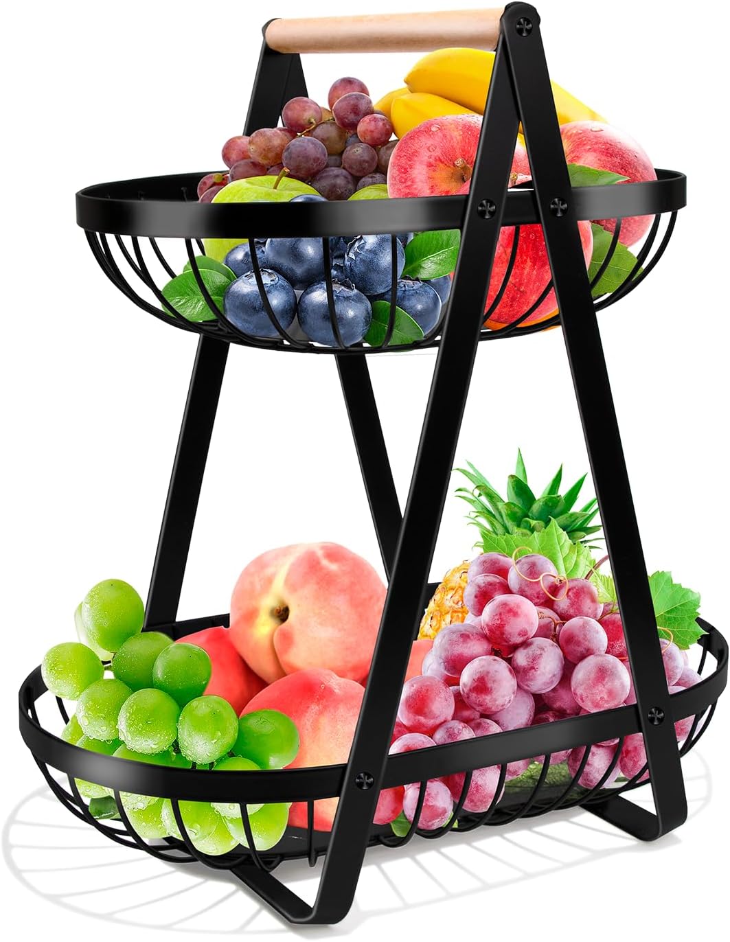 Amazon.com: NZUSHUH 2 Tier Countertop Fruit Basket,Portable Fruit Bowle ...
