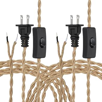 Amazon.com: uxcell 8Ft 18/2 Twisted Cloth Covered Lamp Cord, 2 Pcs ...