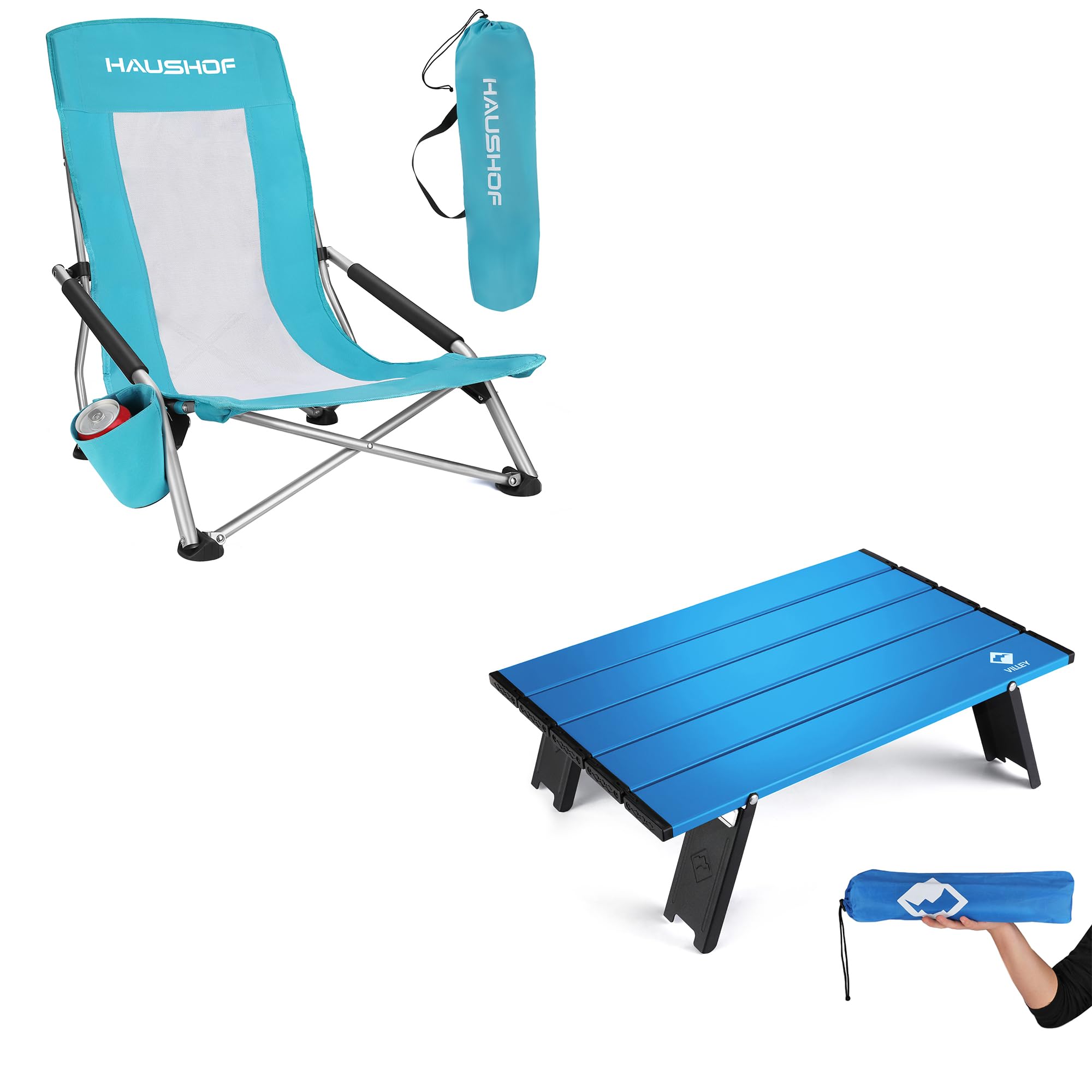 Amazon.com: HAUSHOF High Back Beach Chair, Mesh Back Folding Chair and ...