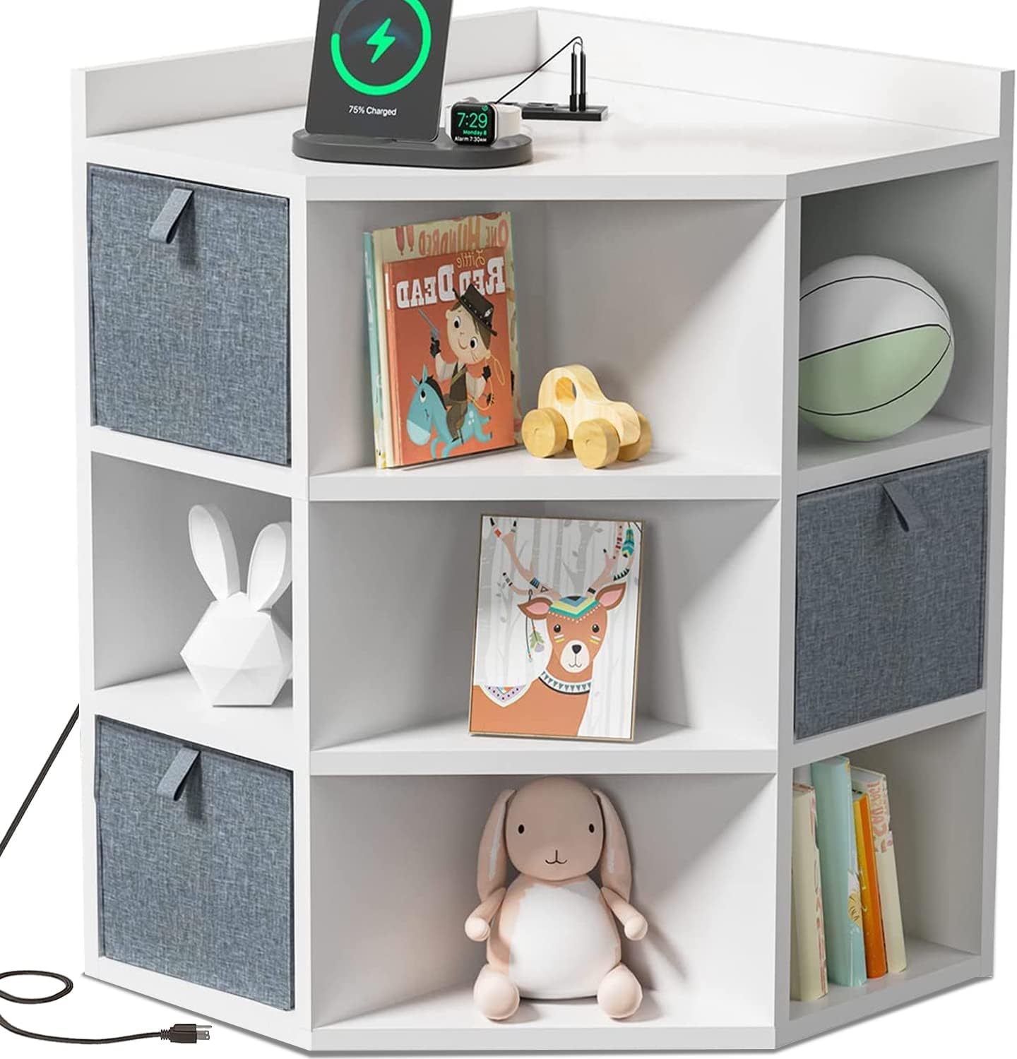 Amazon.com: Corner Cabinet White Corner Storage Cabinet with USB Ports ...