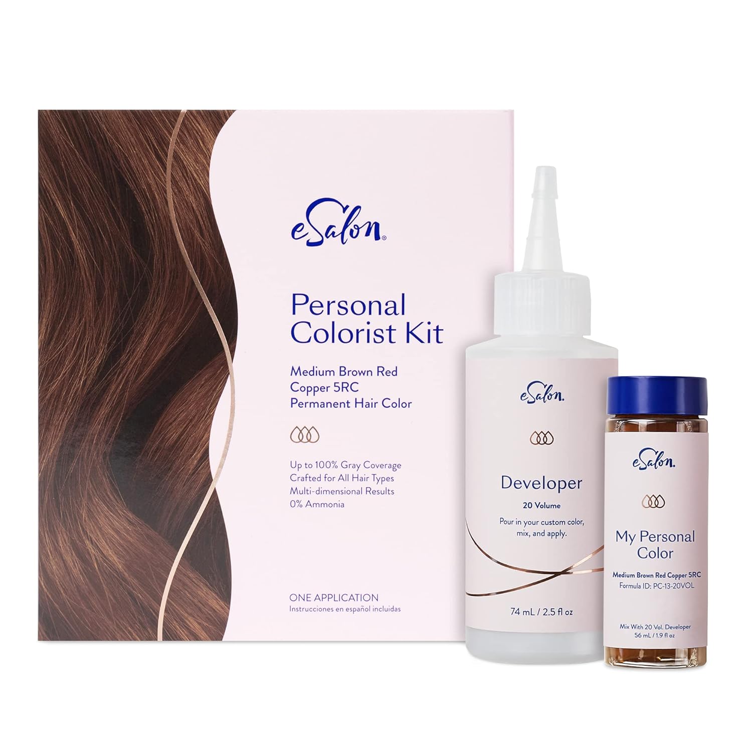 eSalon Permanent Hair Color & Hair Dye Complete Kit - Medium Brown Red ...