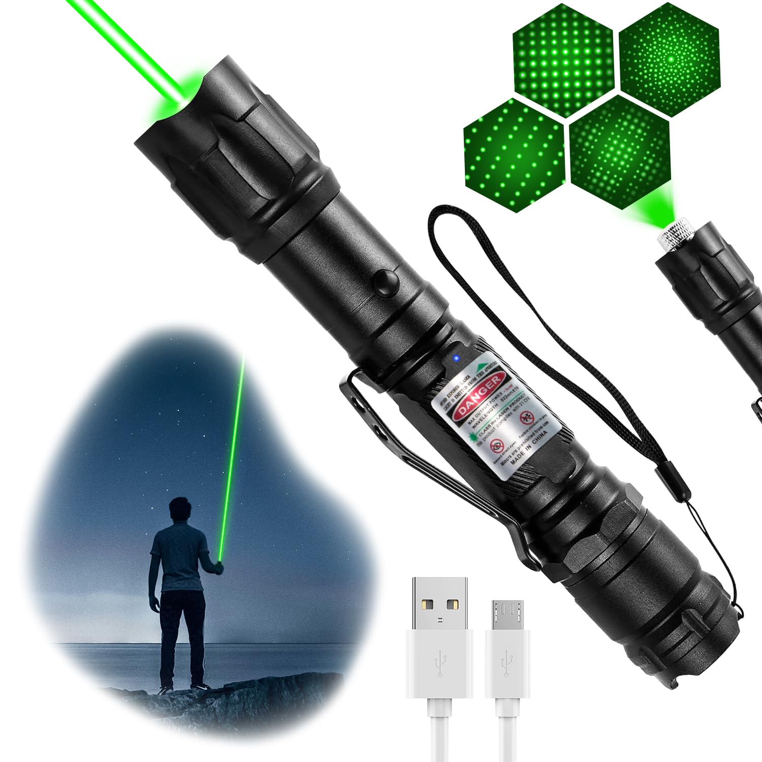 Buy [Professional] Rechargeable Green Beam Flashlight Long Distance ...