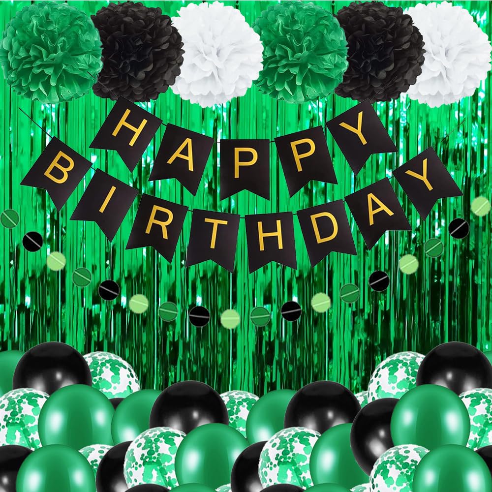 Amazon.com: Birthday Decorations for Men Boys, Green and Black Party ...