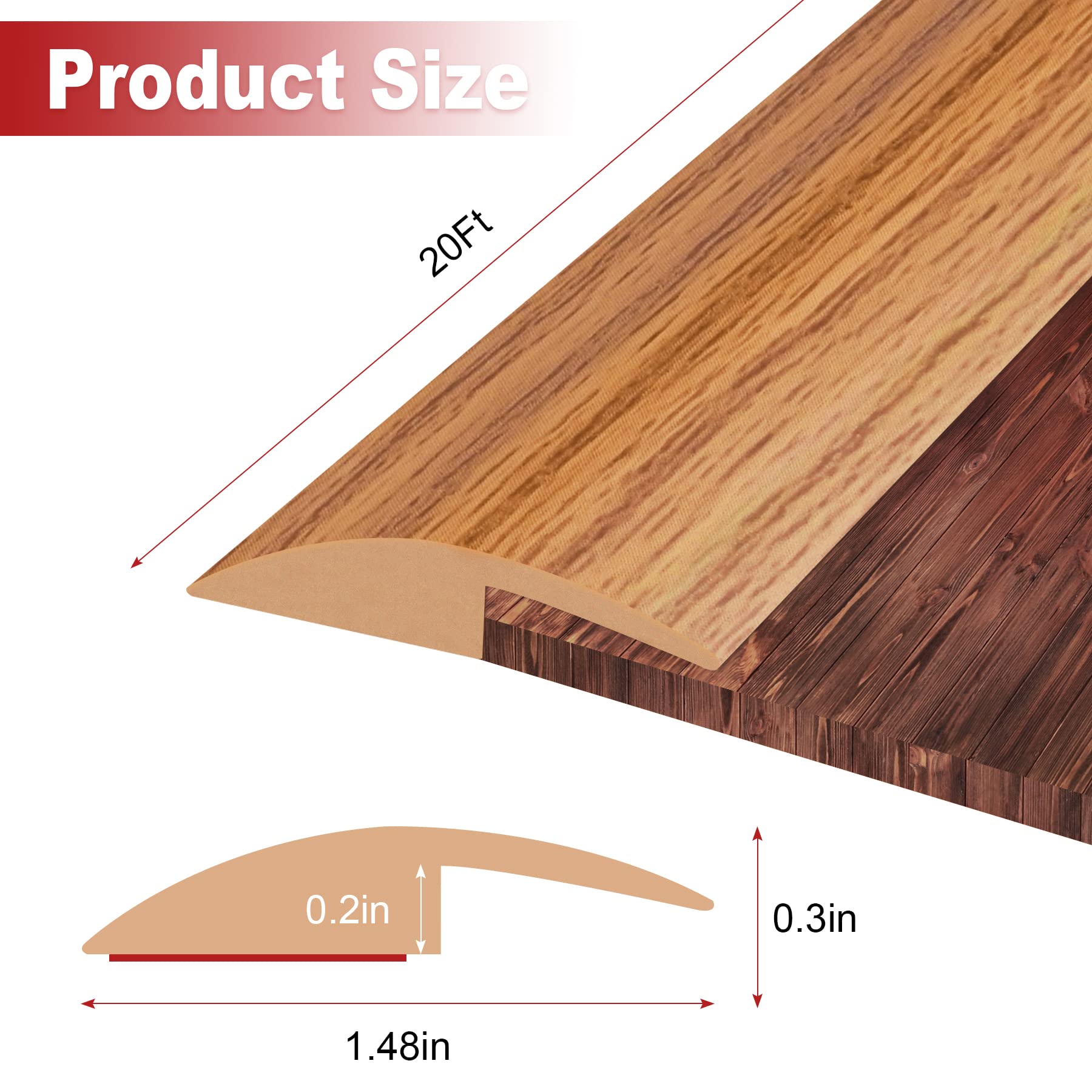 Snapklik.com : 20Ft Carpet Floor Transition Strip, Self Adhesive Floor ...