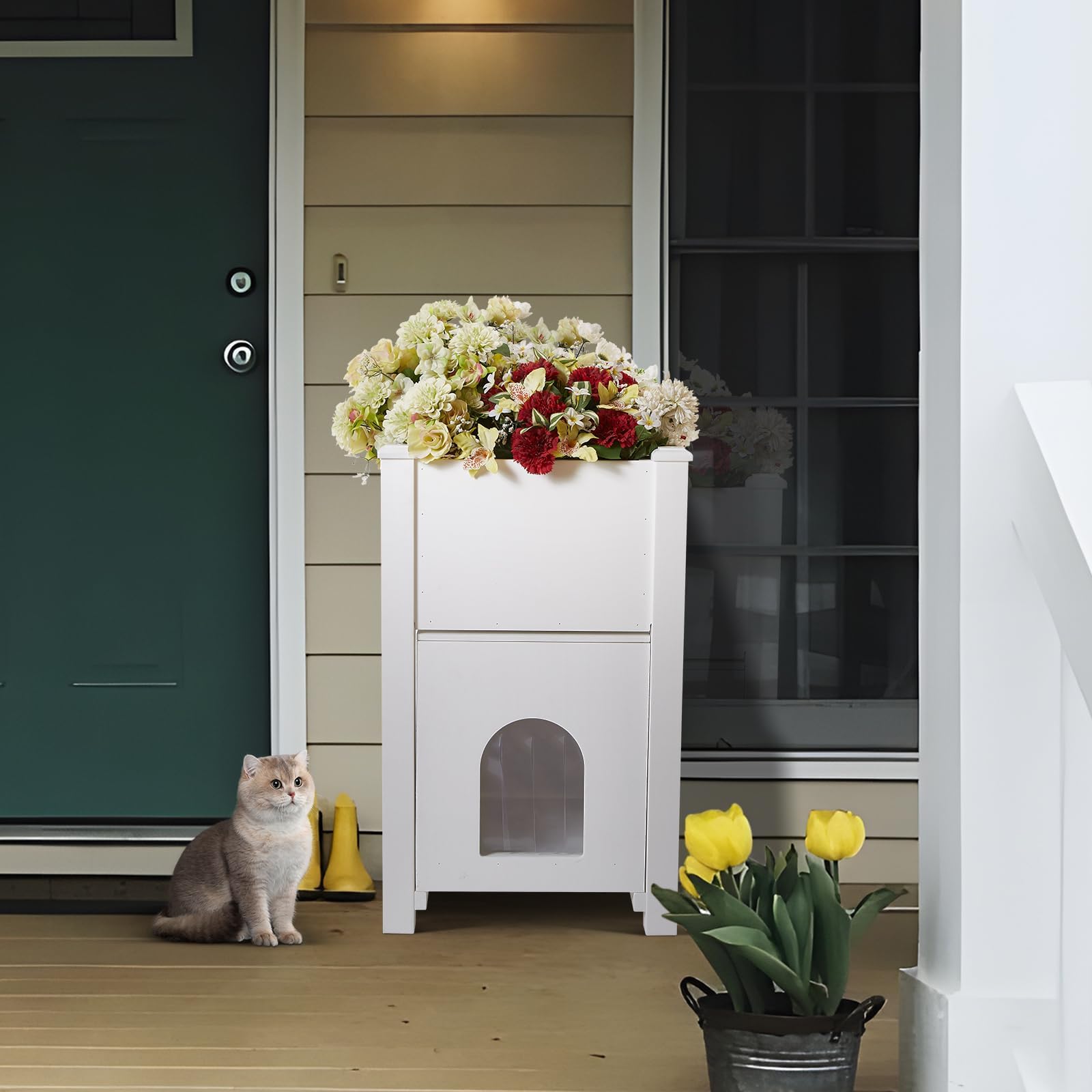 Amazon.com : Cat House with Planter Box - Outdoor Shelter & Pet House ...