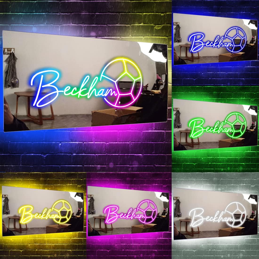 Personalized soccer Led Name Mirror Light up Neon Sign, Custom soccer ...