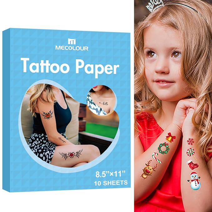 Amazon.com : MECOLOUR Printable Temporary Tattoo Paper for LASER ...