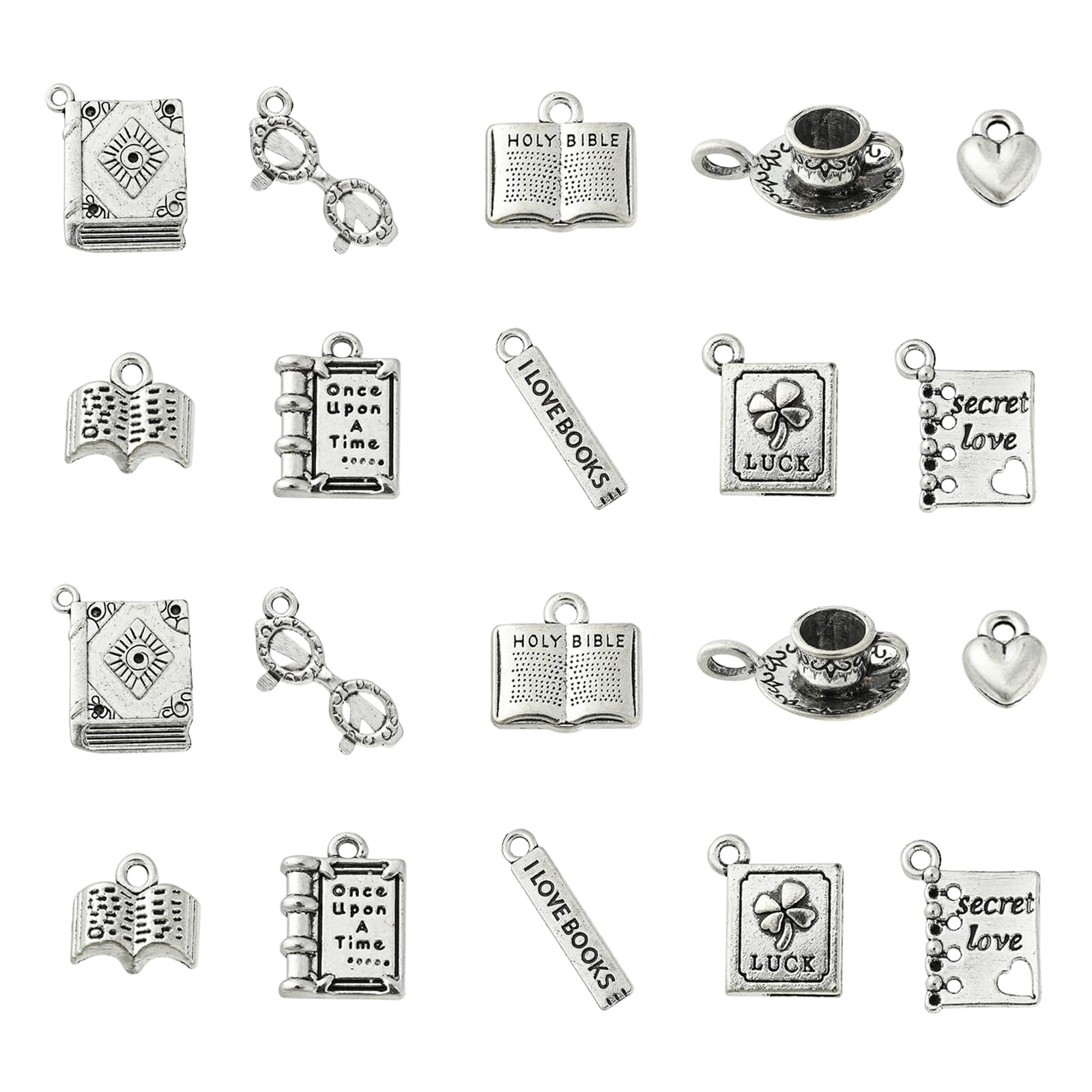 Amazon.com: KitBeads 50pcs 10 Styles Tibetan Book Charms Glasses Love ...