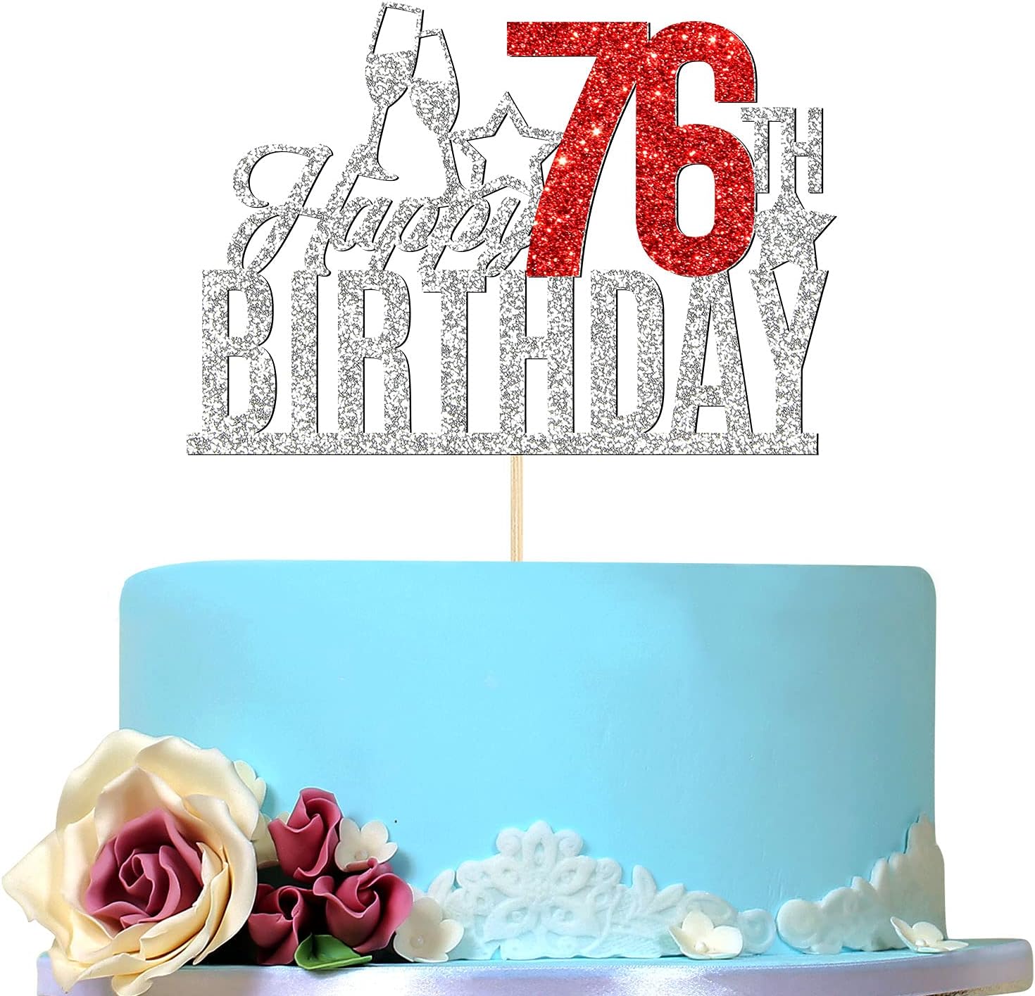 Amazon.com: Happy 76th Birthday Cake Topper - Seventy six-year-old Cake ...