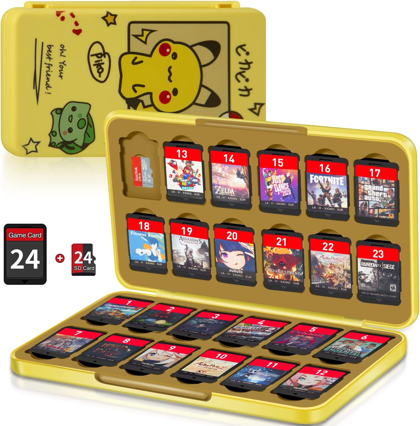 Amazon.com: Switch Game Case Holder with 24 Cartridge Slots and 24 ...