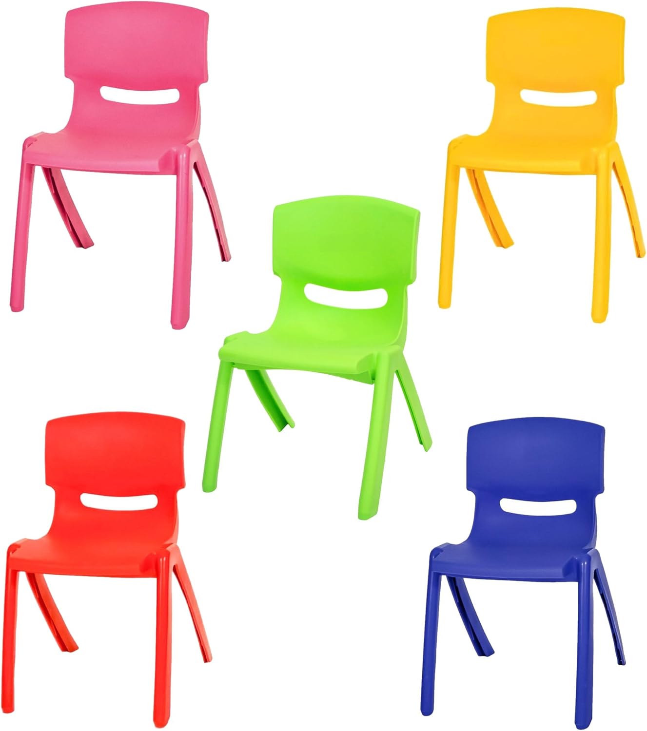 Amazon.com: Set of 5 Colours Stackable Kids Children Plastic Chair ...