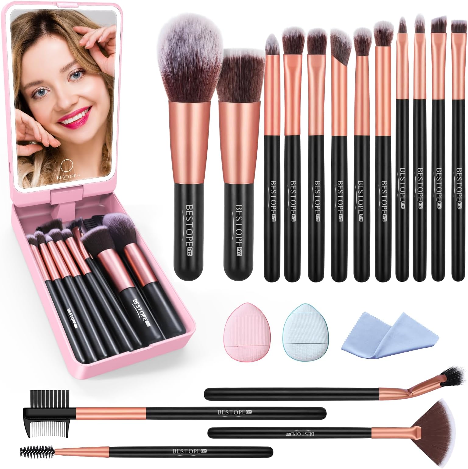 Amazon.com: Makeup Brushes with Case, 20PCs Travel Makeup Brush Set ...