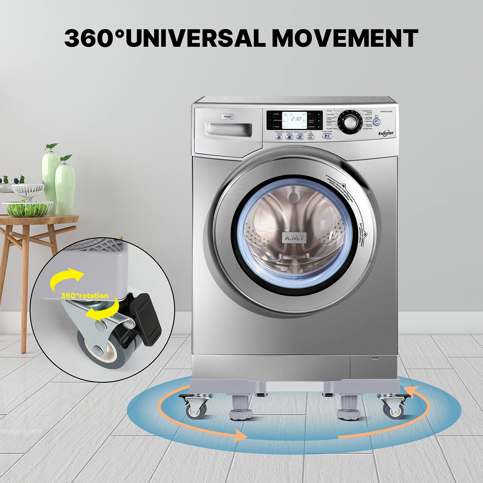 Mini Fridge Stand Mobile Base, Adjustable Washing Machine Stand with 4 ...