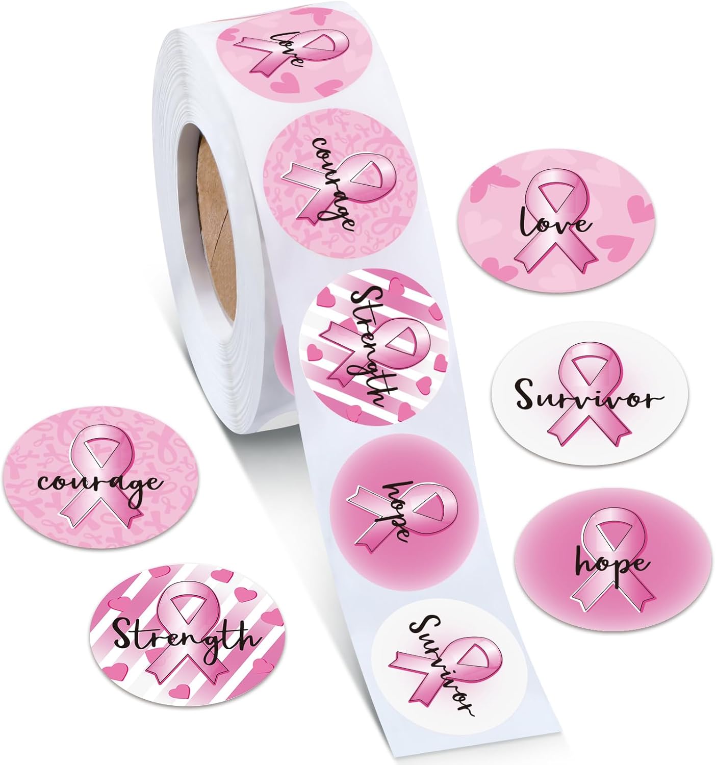 Amazon.com: Teling 1000 Pcs Red Ribbon Week Stickers Pink Ribbon ...