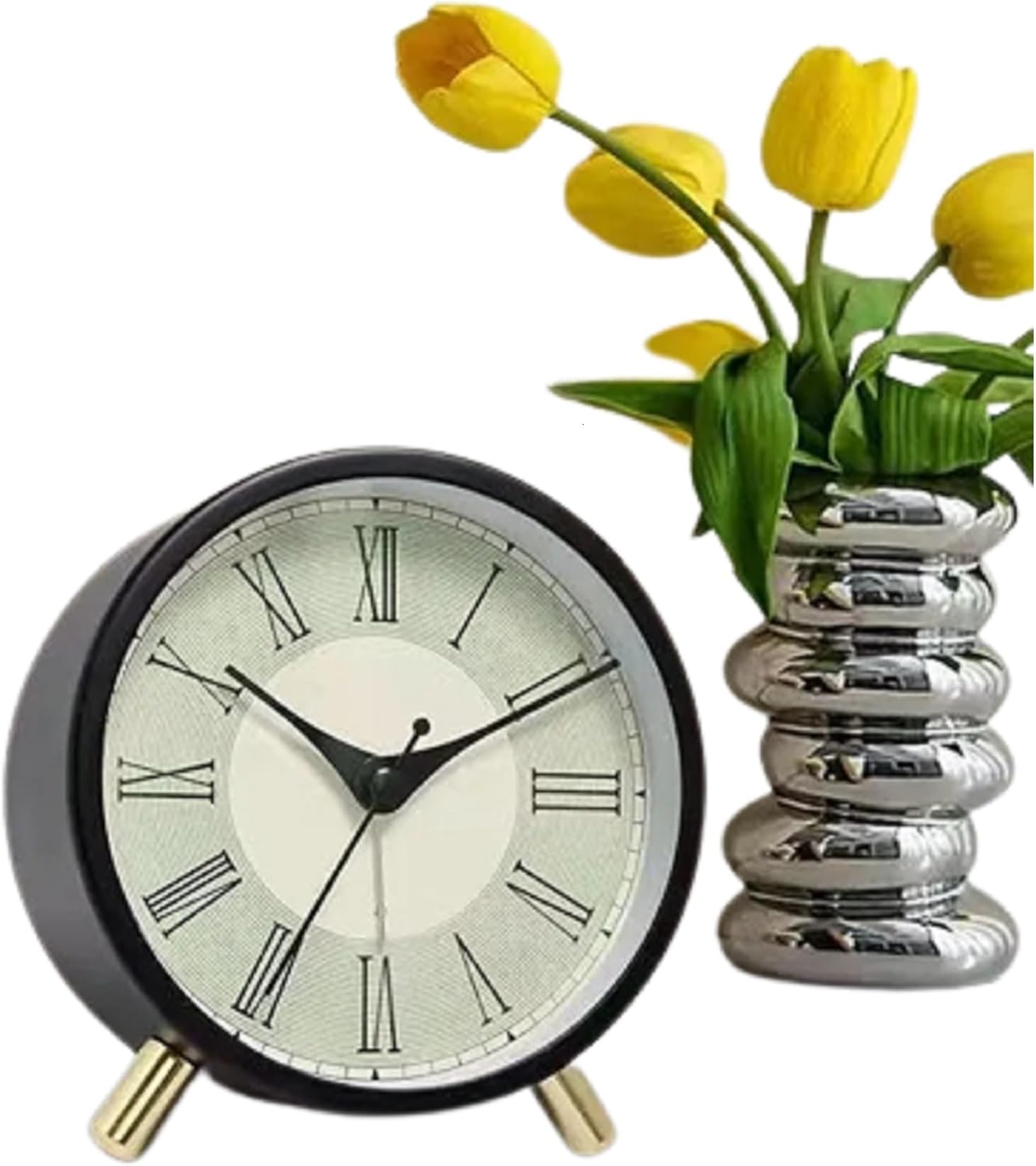 Amazon.com: Table Clock 6 Inch Black Wooden with Roman Number Clock ...