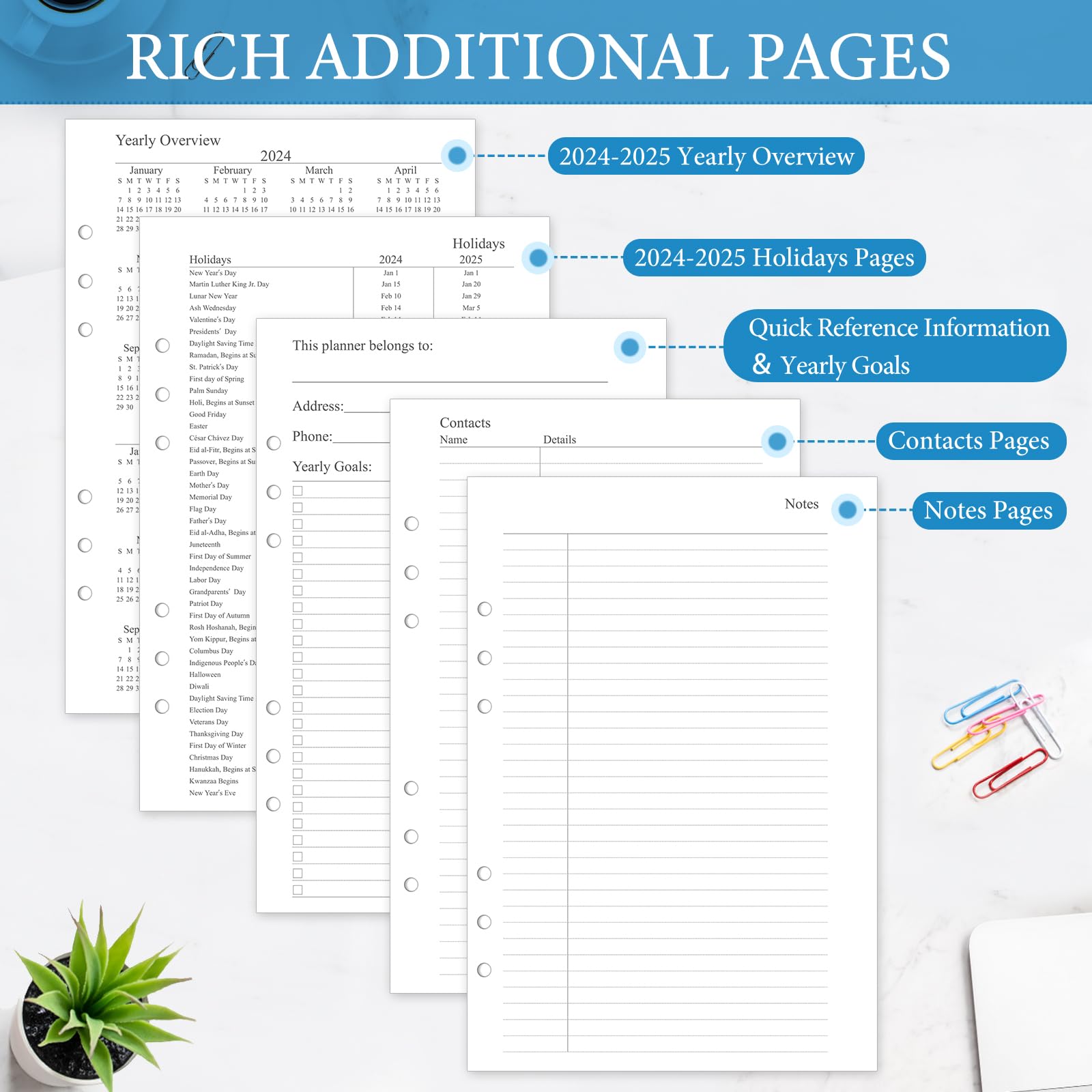 Snapklik.com : 2024-2025 Monthly Planner Refill, A5 Planner Inserts For ...
