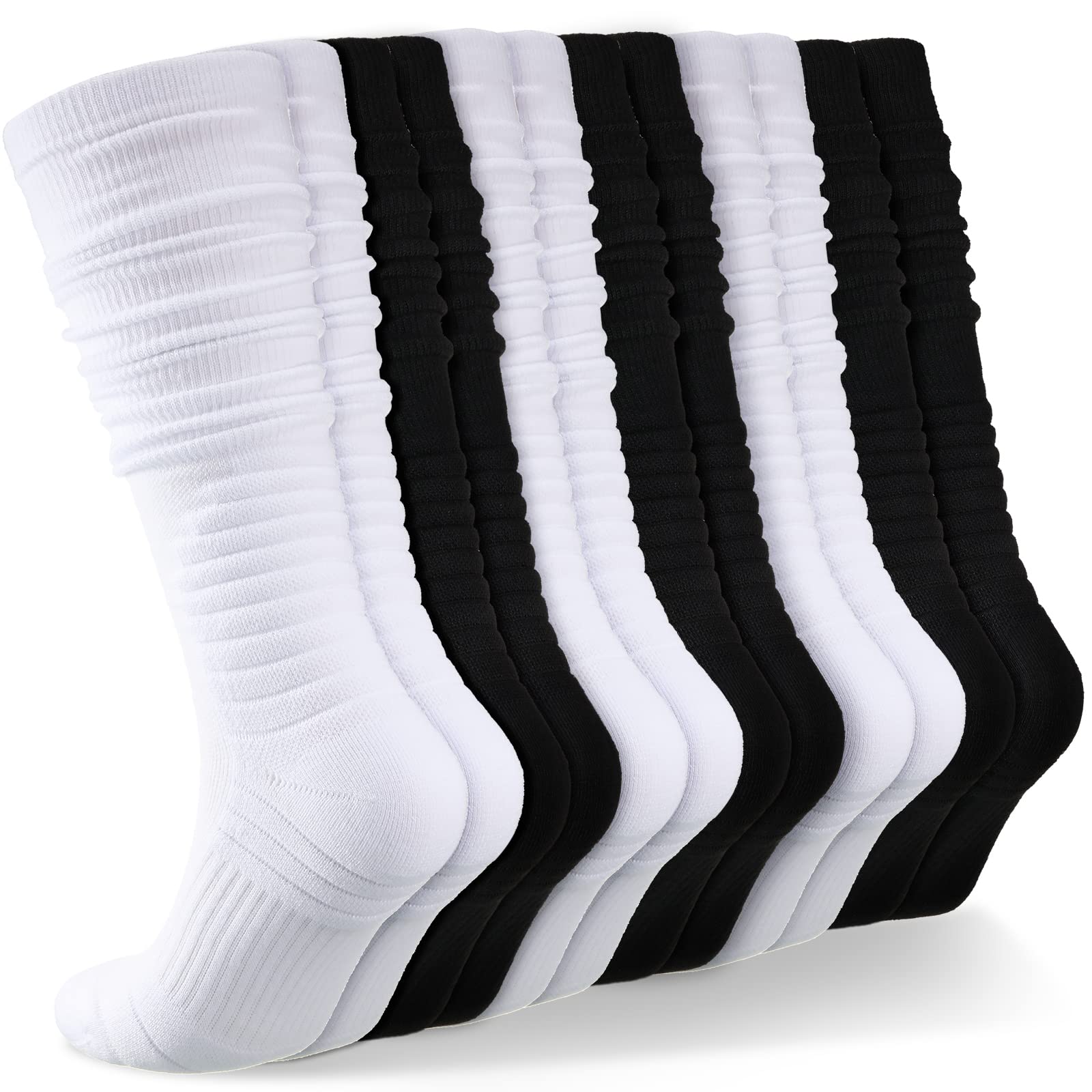 Jeere 6 pairs Scrunch Football Socks Extra Long Padded Knee High Socks ...