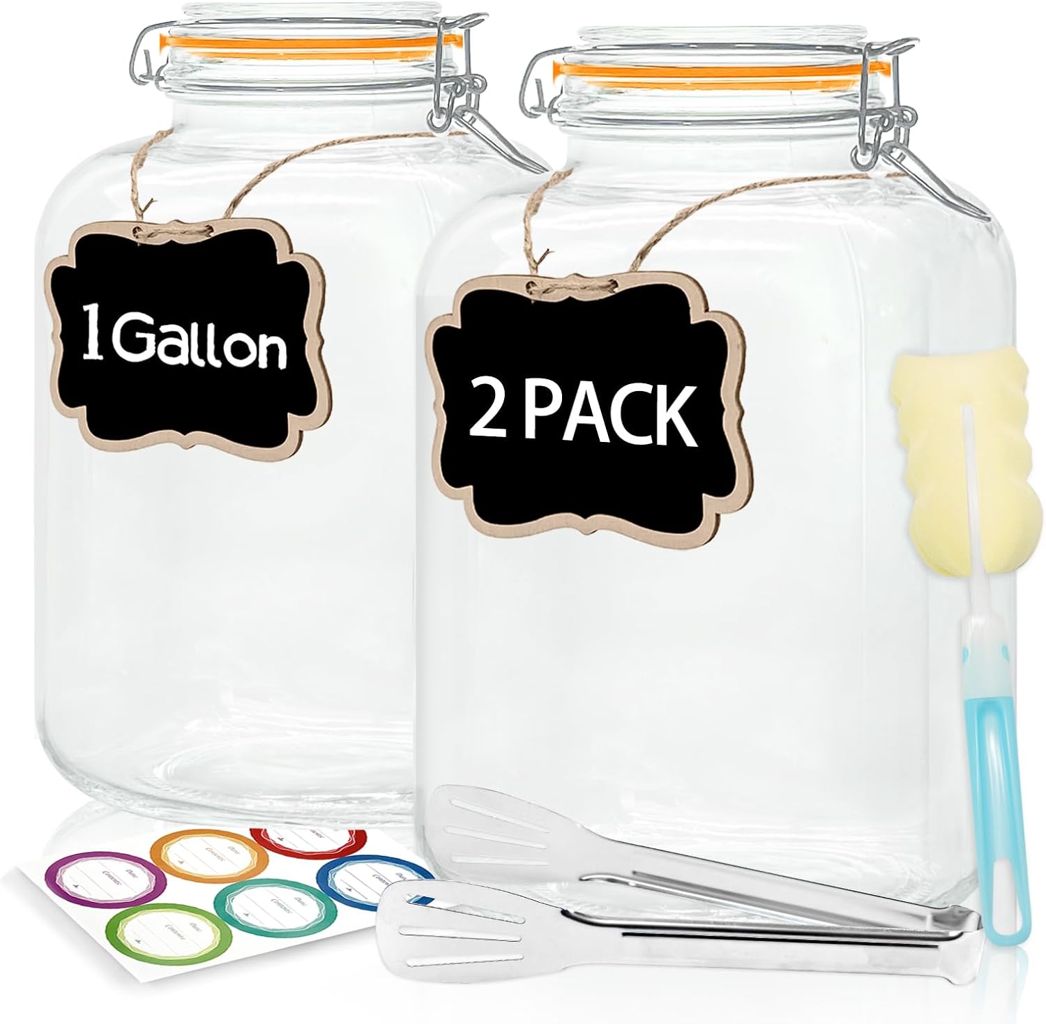Amazon.com: Amgkonp 7 Pack 128oz Glass Jars with Airtight Lids,1 Gallon Large Wide Mouth Glass ...