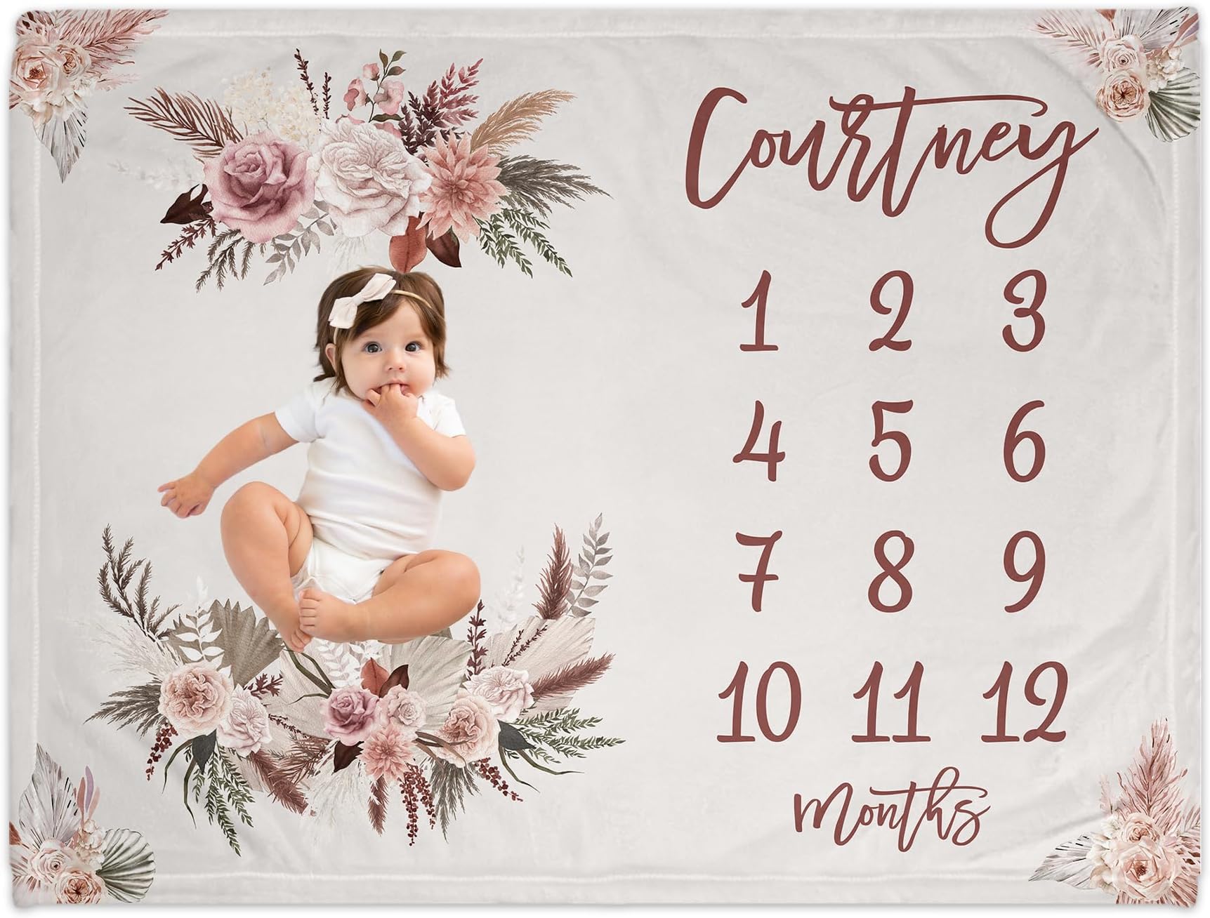 Amazon.com: Girls Love A Monogram - Personalized Boho Floral Baby ...