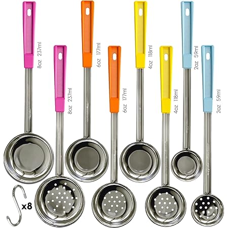Amazon.com: Set of 3 Portion Control Ladles 1oz 2oz 4oz Color Handles ...