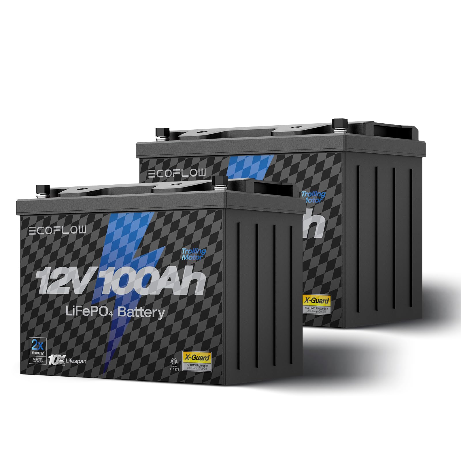 Amazon.com: EF ECOFLOW 12V 100Ah LiFePO4 Battery 2 Pack, Built-In 100A ...