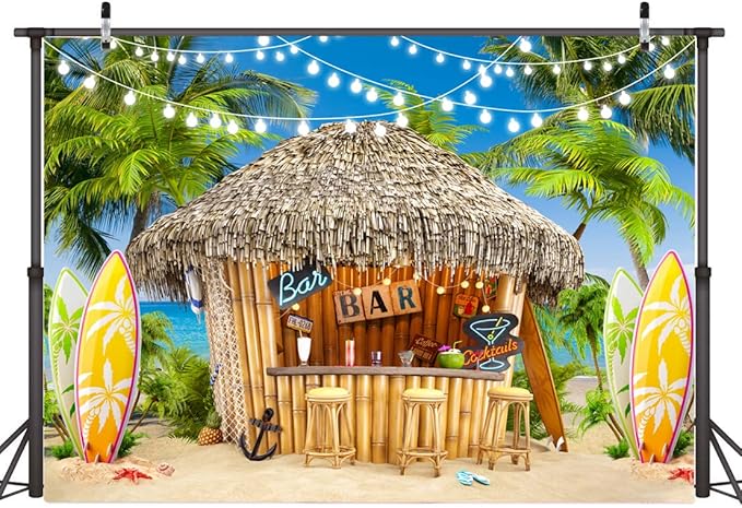 Amazon.com : AIIKES 7X5FT Summer Beach Bar Backdrop Beach Party ...