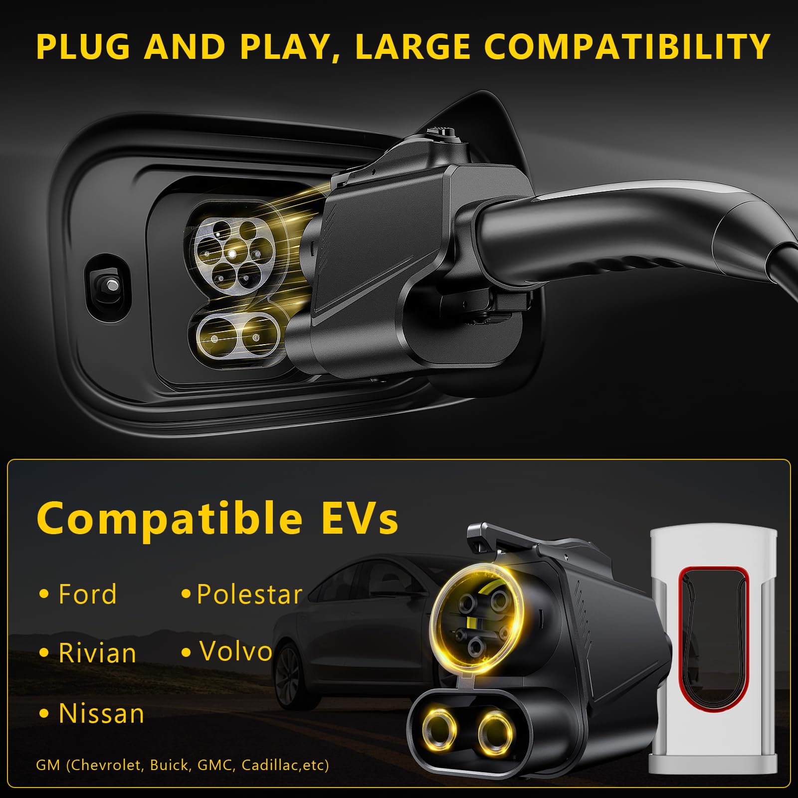 Snapklik.com : NACS To CCS1 Tesla Charger Adapter, 2025 Upgraded Max ...