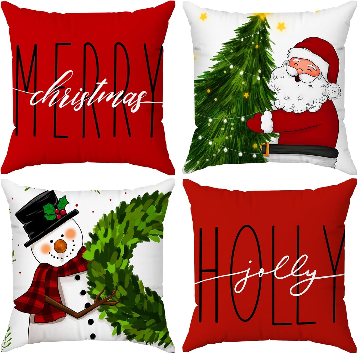 Amazon.com: Brightown Red Christmas Pillow Covers 18x18 Set of 4 ...