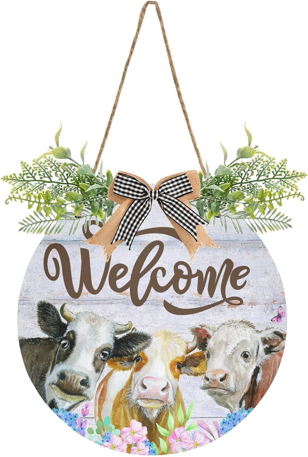 Amazon.com: OLMIXA 3D Cow Head Wreath Wooden Sign (11.8x9.6 inch ...