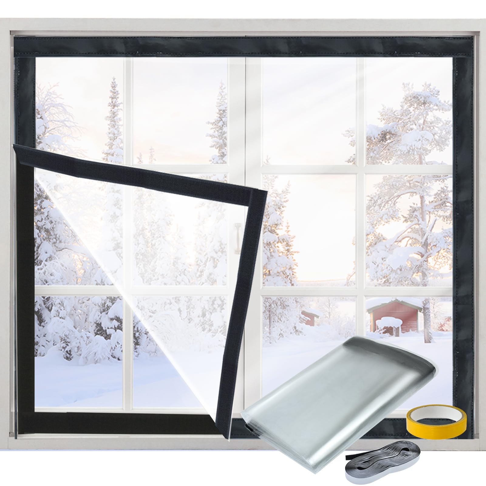 Window Insulation Kit Heavy Duty Window Insulation Film Clear Window Plastic for Winterizing ...