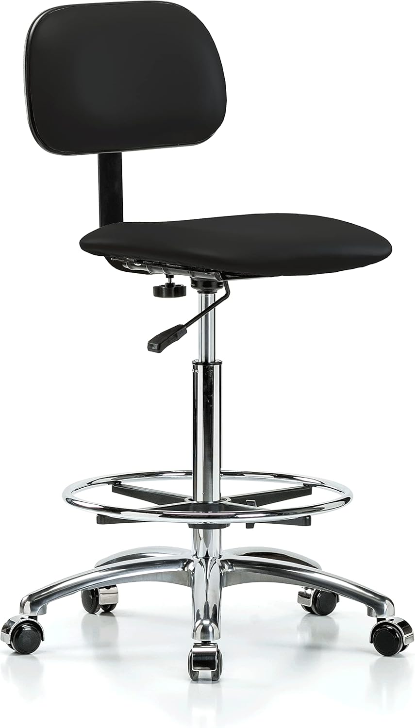 Amazon.com: Perch Chrome Rolling Lab Chair with Adjustable Basic ...