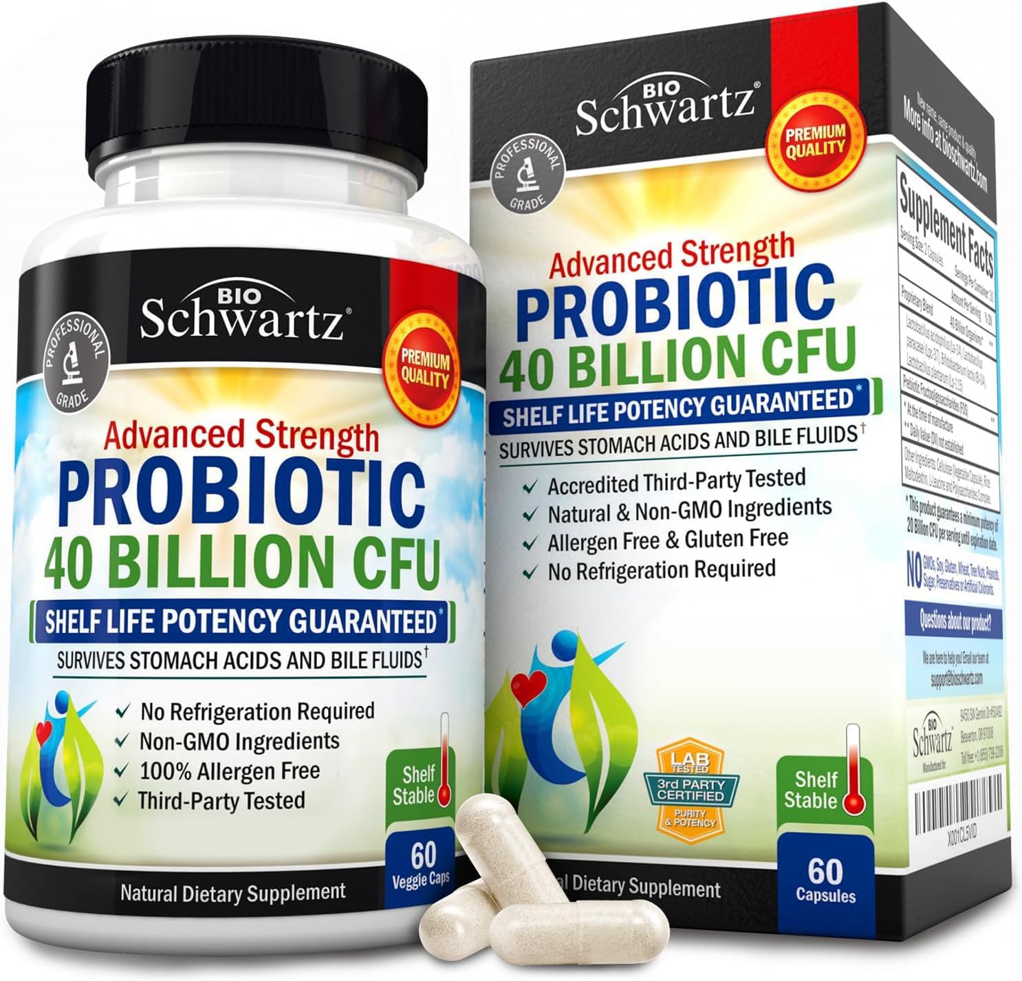 Amazon.com: Daily Probiotic Supplement with 40 Billion CFU - Gut Health ...