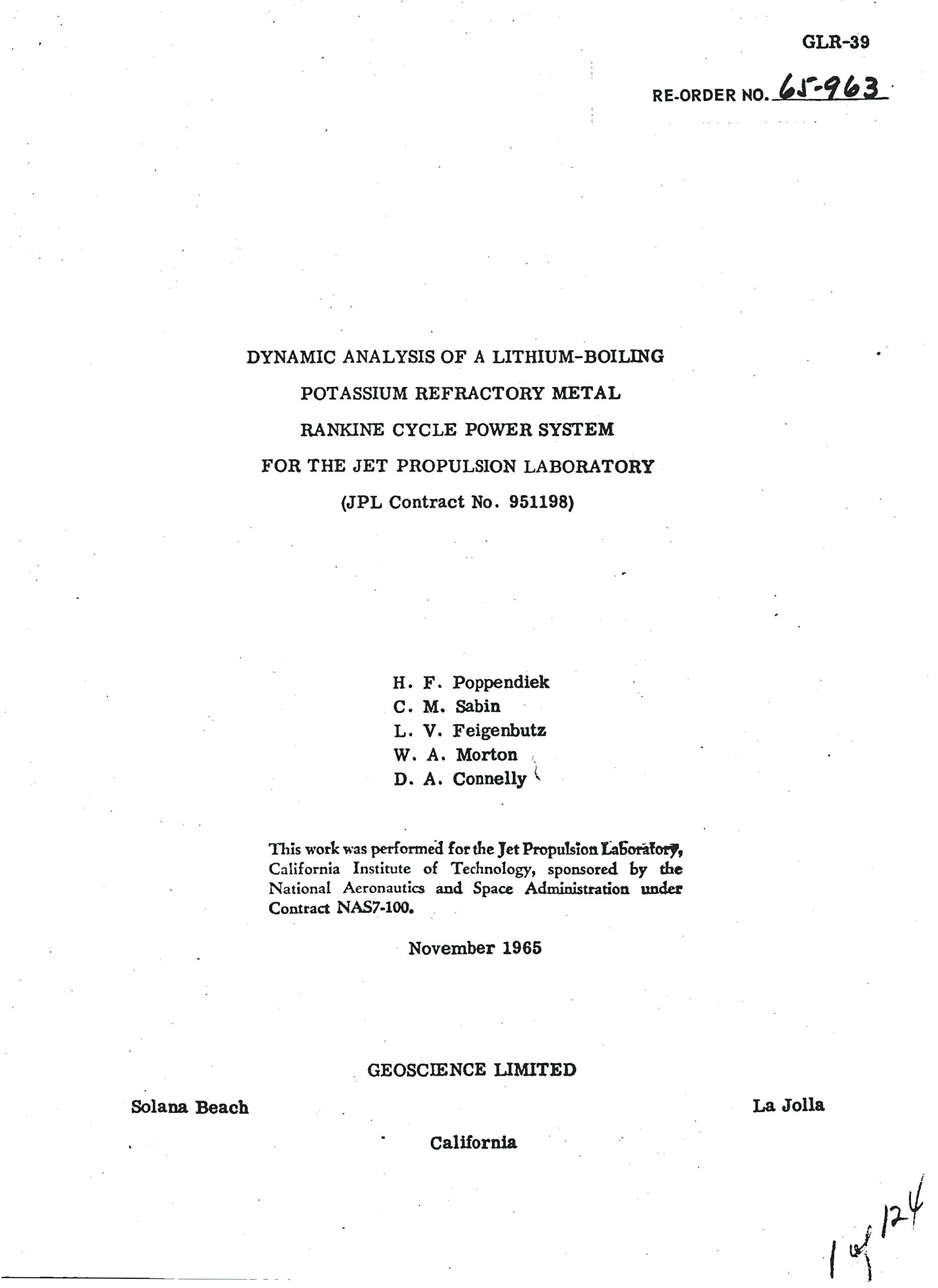 Buy Dynamic analysis of a lithium-boiling potassium refractory metal ...