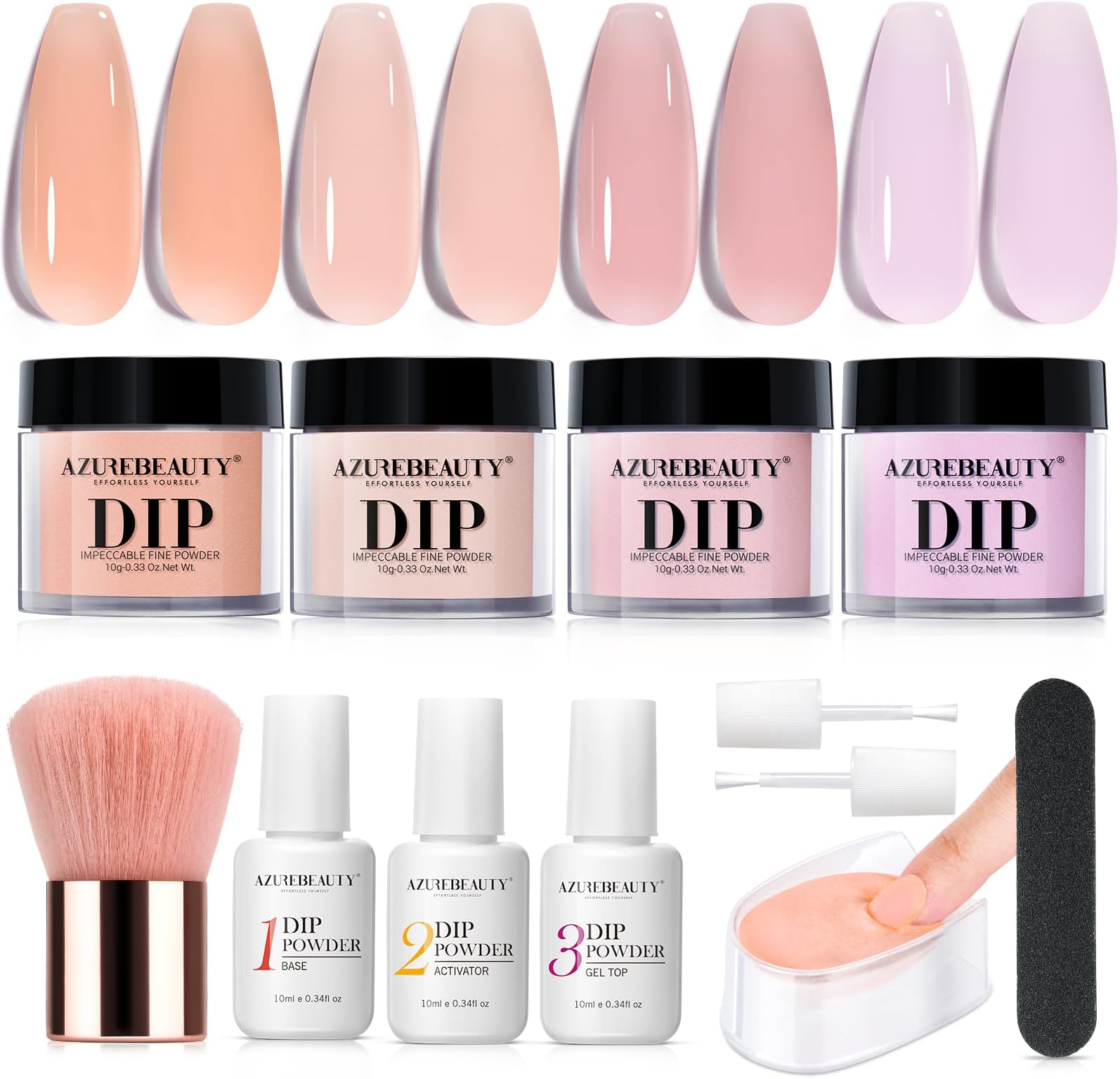 Amazon.com: AZUREBEAUTY Dip Powder Nail Kit Starter 4 Colors ...