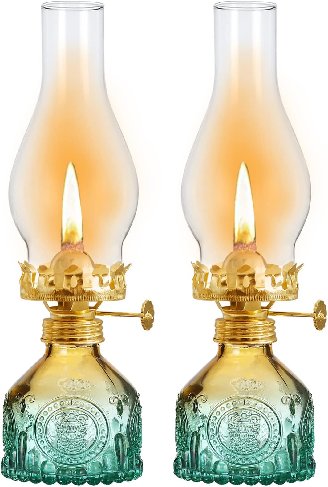 Amazon.com: 2 Pcs Vintage Large Kerosene Lamp Oil Lantern Color Glass ...