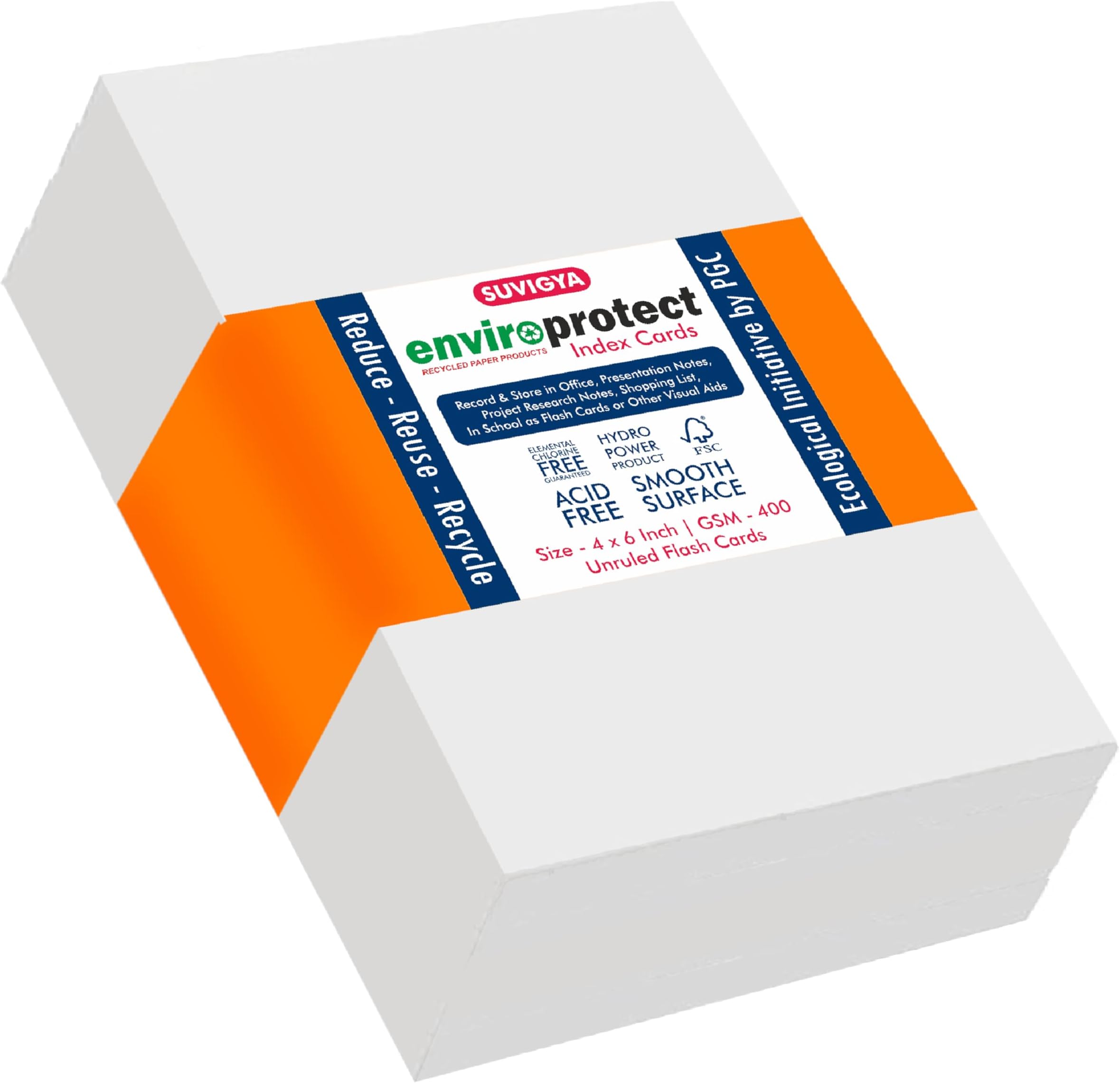 Suvigya Unruled Index Flash Cards, Blank Plain, 4x6 Inch Large Size 400 ...