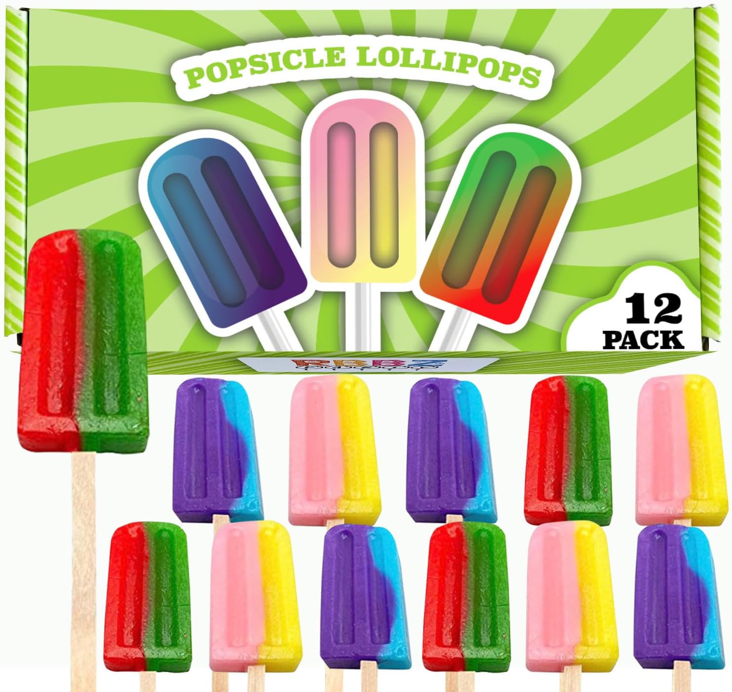 Amazon.com : Popsicle Shaped Ice Cream Lollipops (12 pieces ...