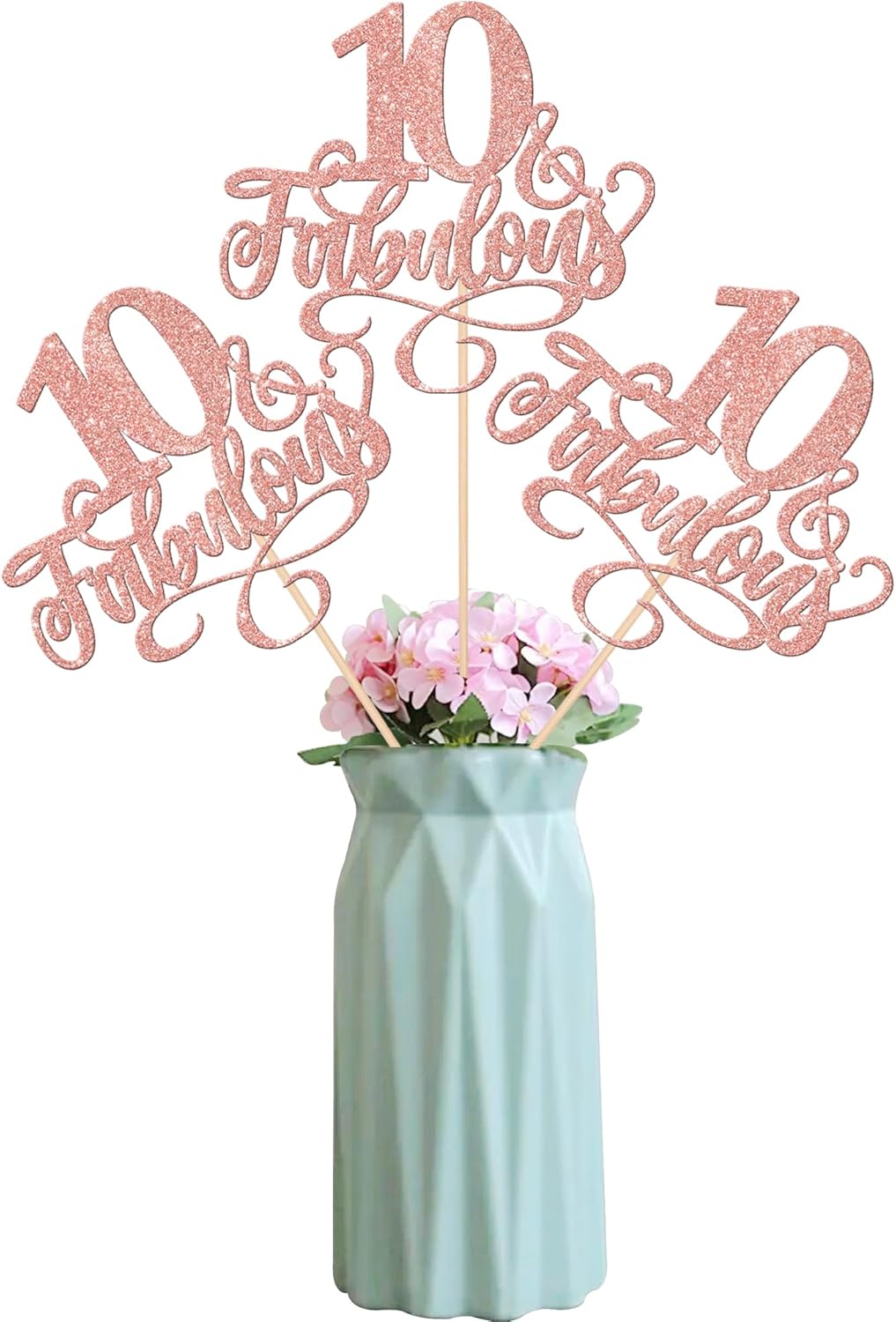 Amazon.com: 12 Pack 10th Birthday Centerpiece Sticks Assembled Glitter ...