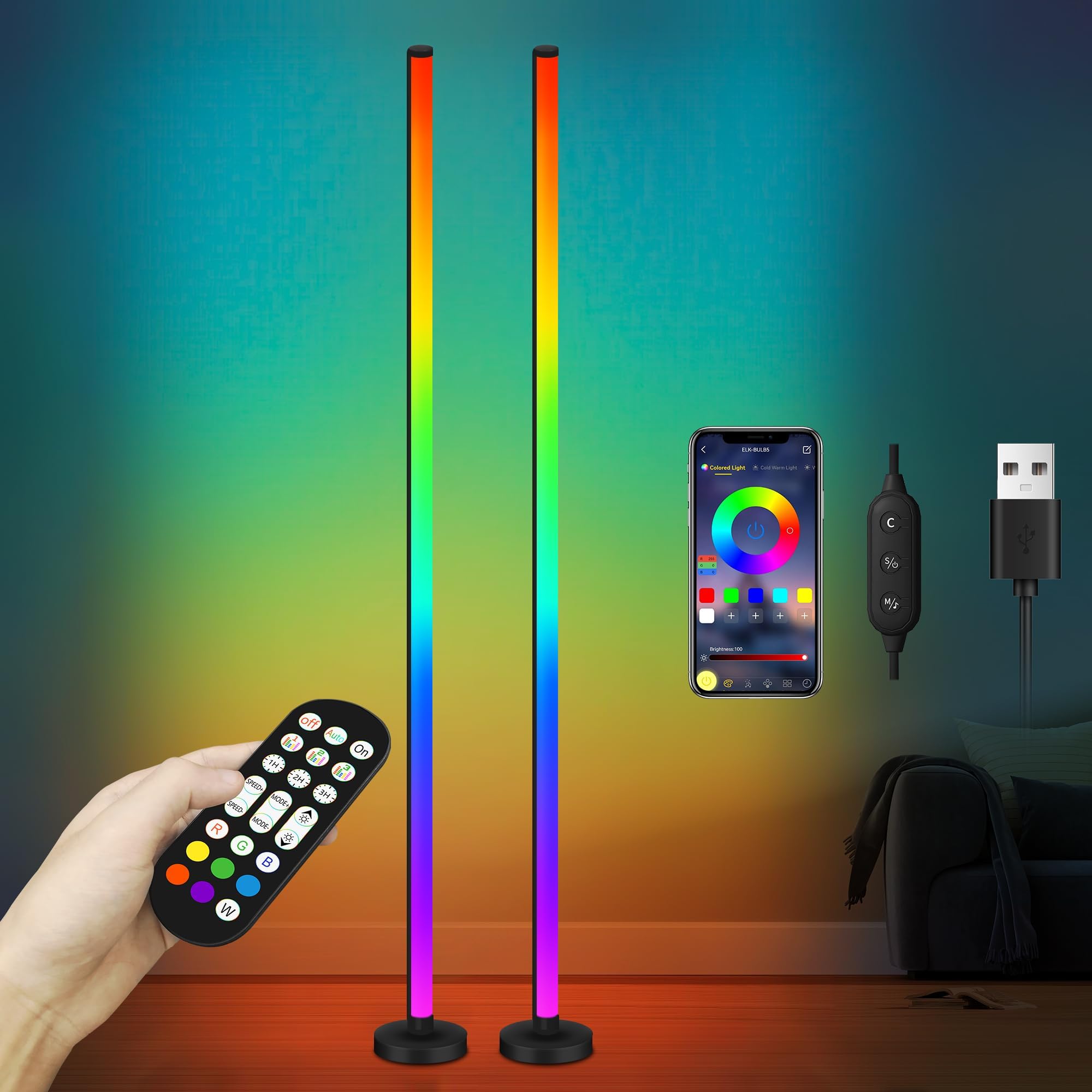 Govee RGBIC Floor Lamp, LED Corner Lamp Works with Alexa, Smart Modern ...