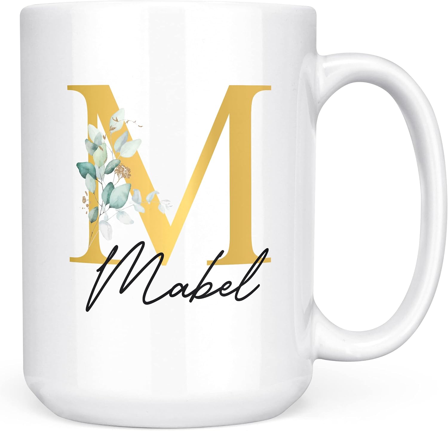 Amazon.com: Taza de café de cerámica personalizada con letra M con ...