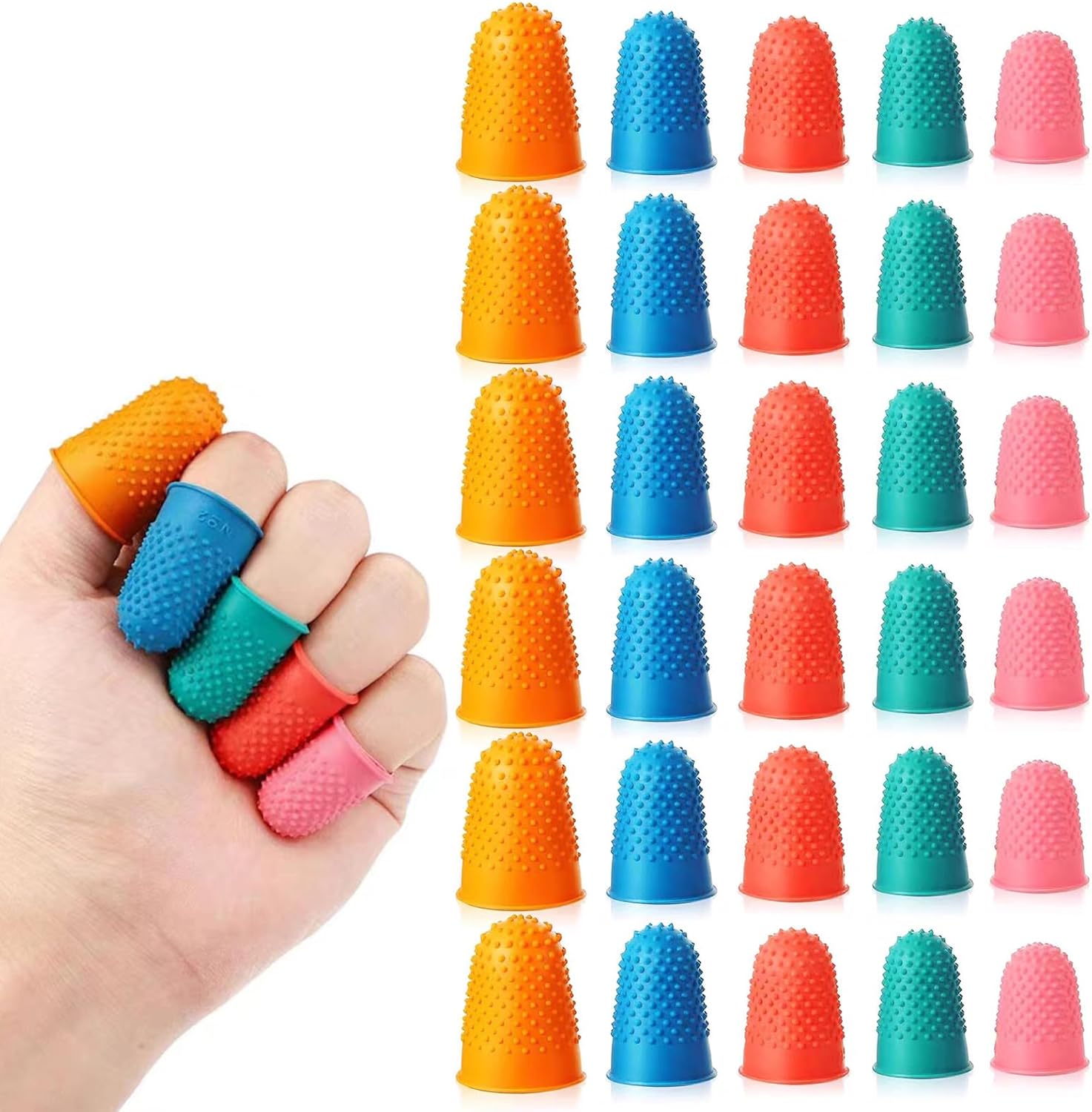 ZHONNA 30 Pieces Rubber Fingers Tip Pads Grips, Rubber Finger Tips ...
