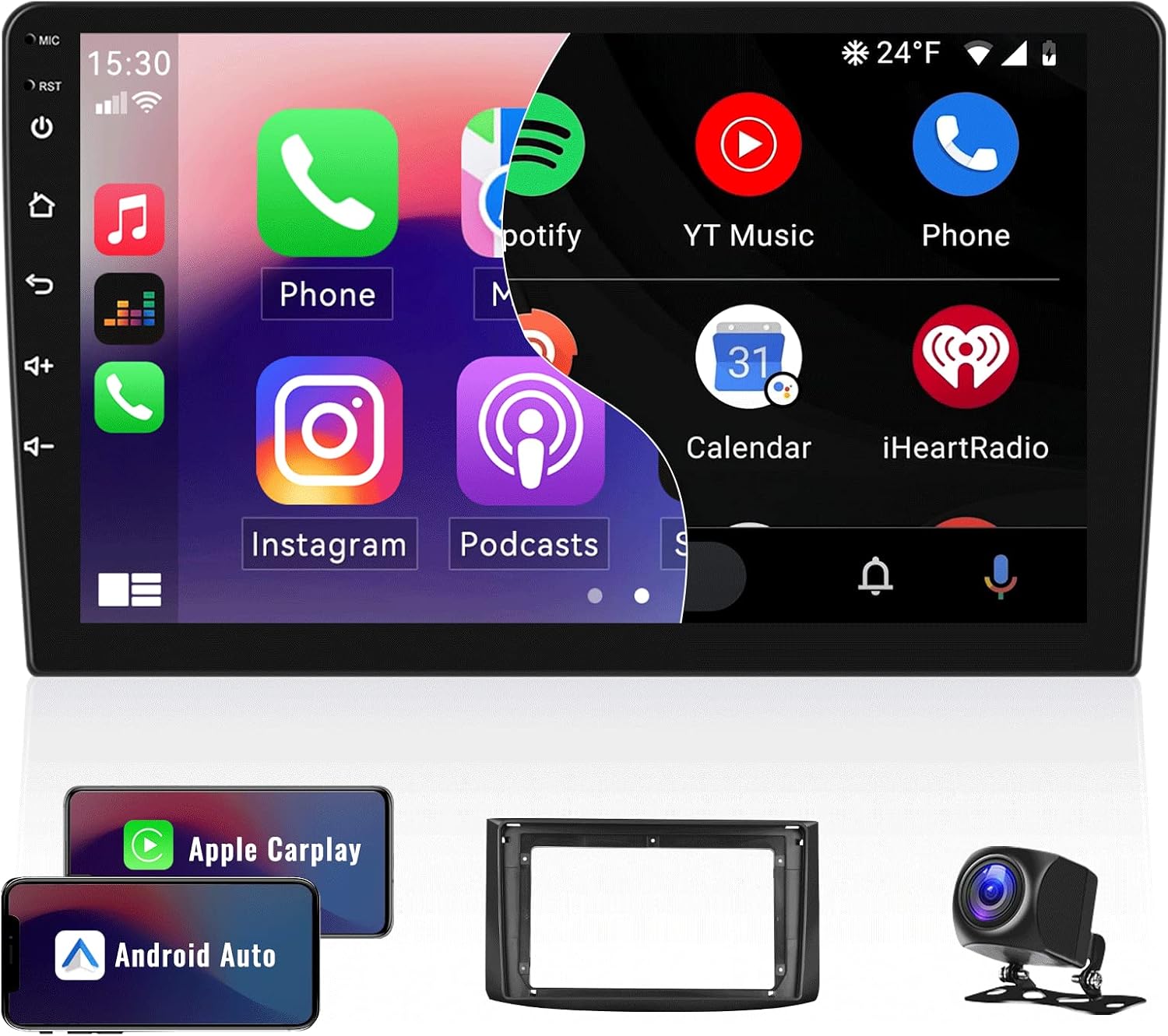 Amazon.com: Android 11 Car Stereo with Wireles Apple Carplay Android ...